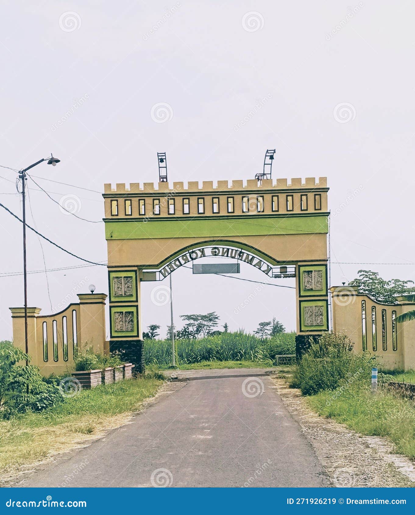 Village gate on the nature stock image. Image of cloud - 271926219
