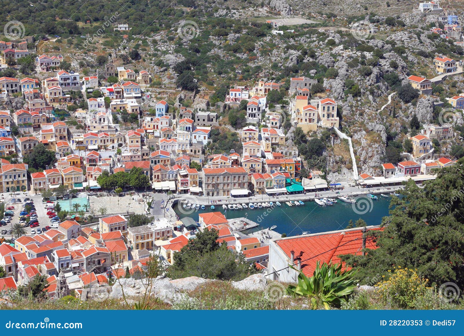 Village and Harbour of Simi Stock Image - Image of boat, harbour: 28220353