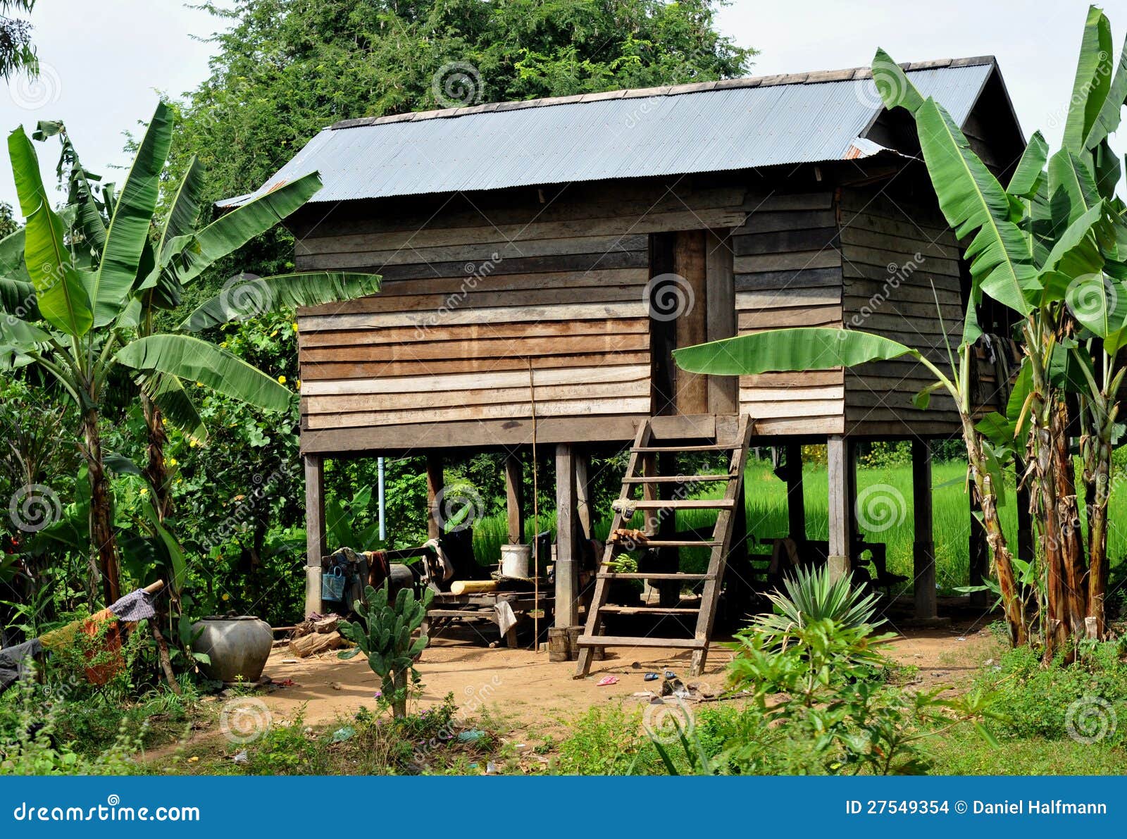 Village house in cambodia stock photo. Image of primitive - 27549354
