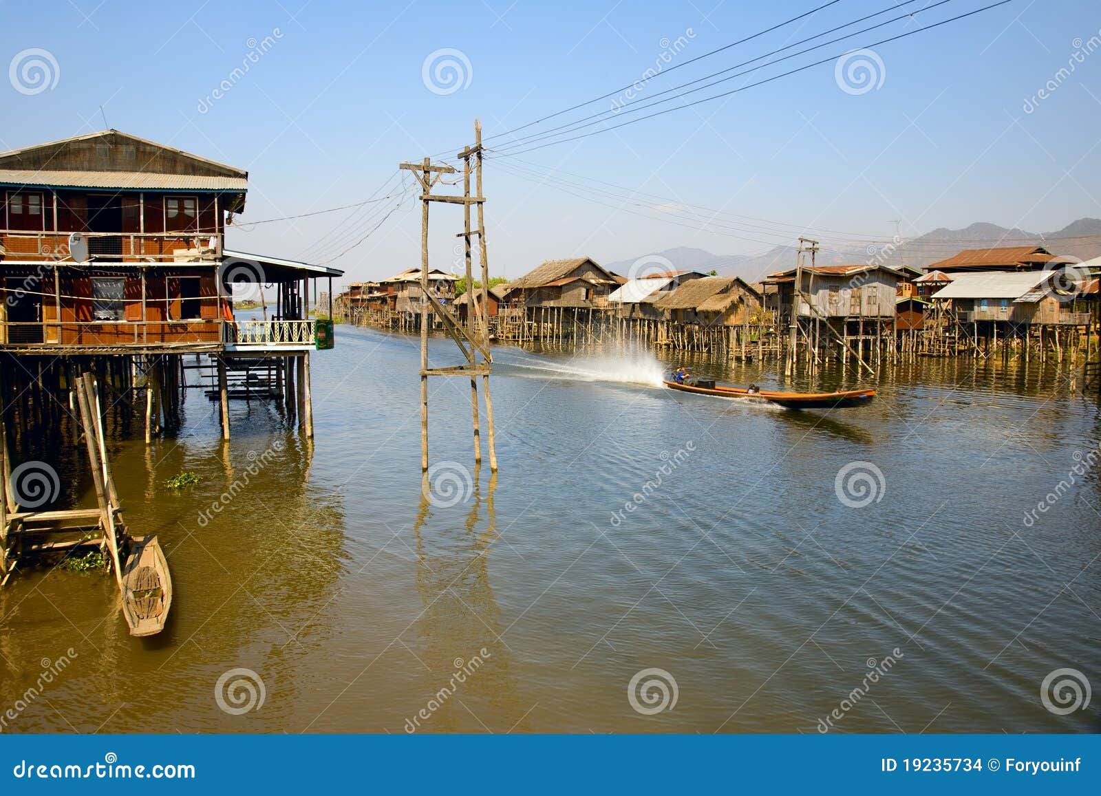 Village house on Inle Lake stock photo. Image of habitation - 19235734