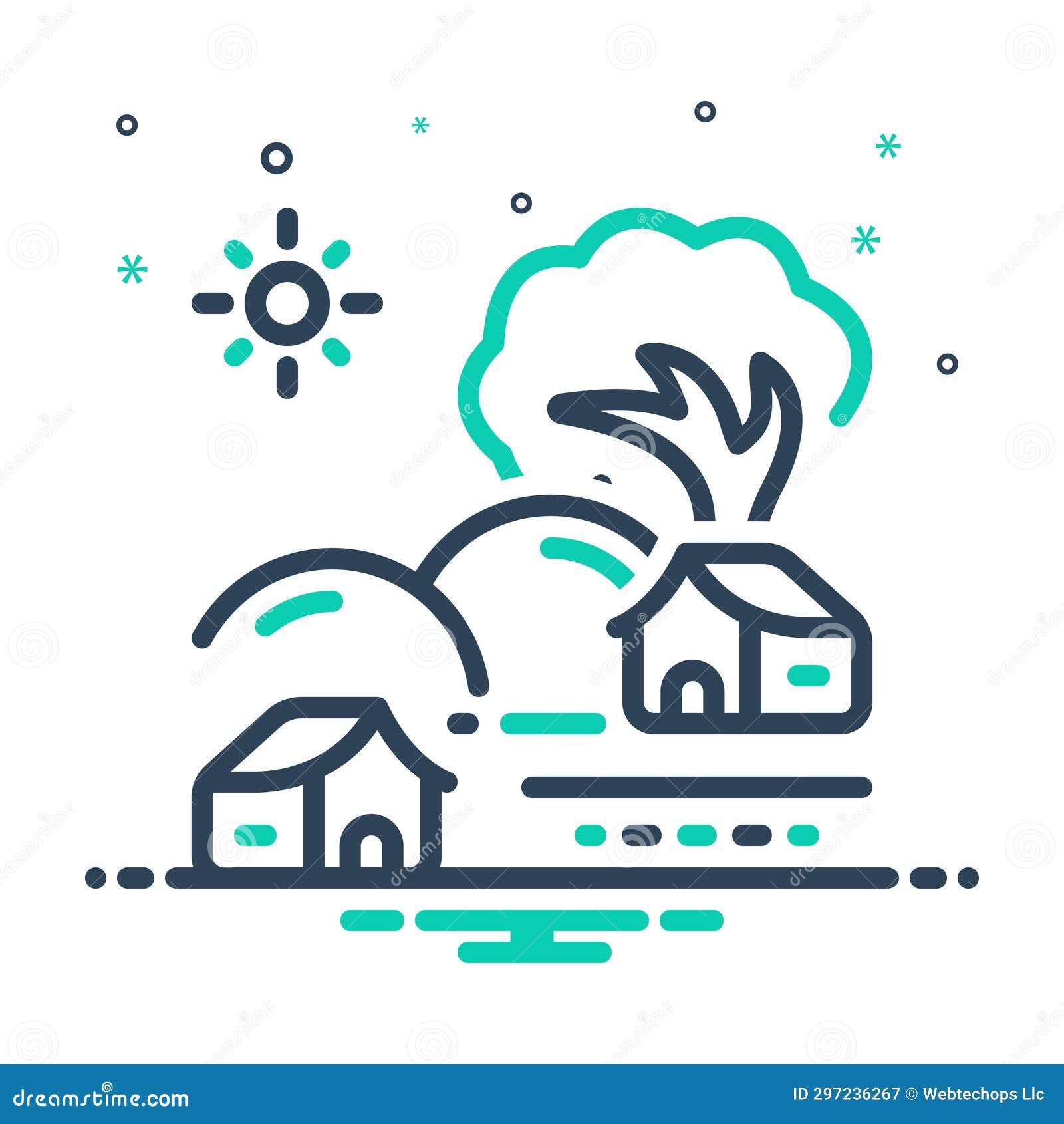 Mix Icon for Village, Rural and Hut Stock Illustration - Illustration ...