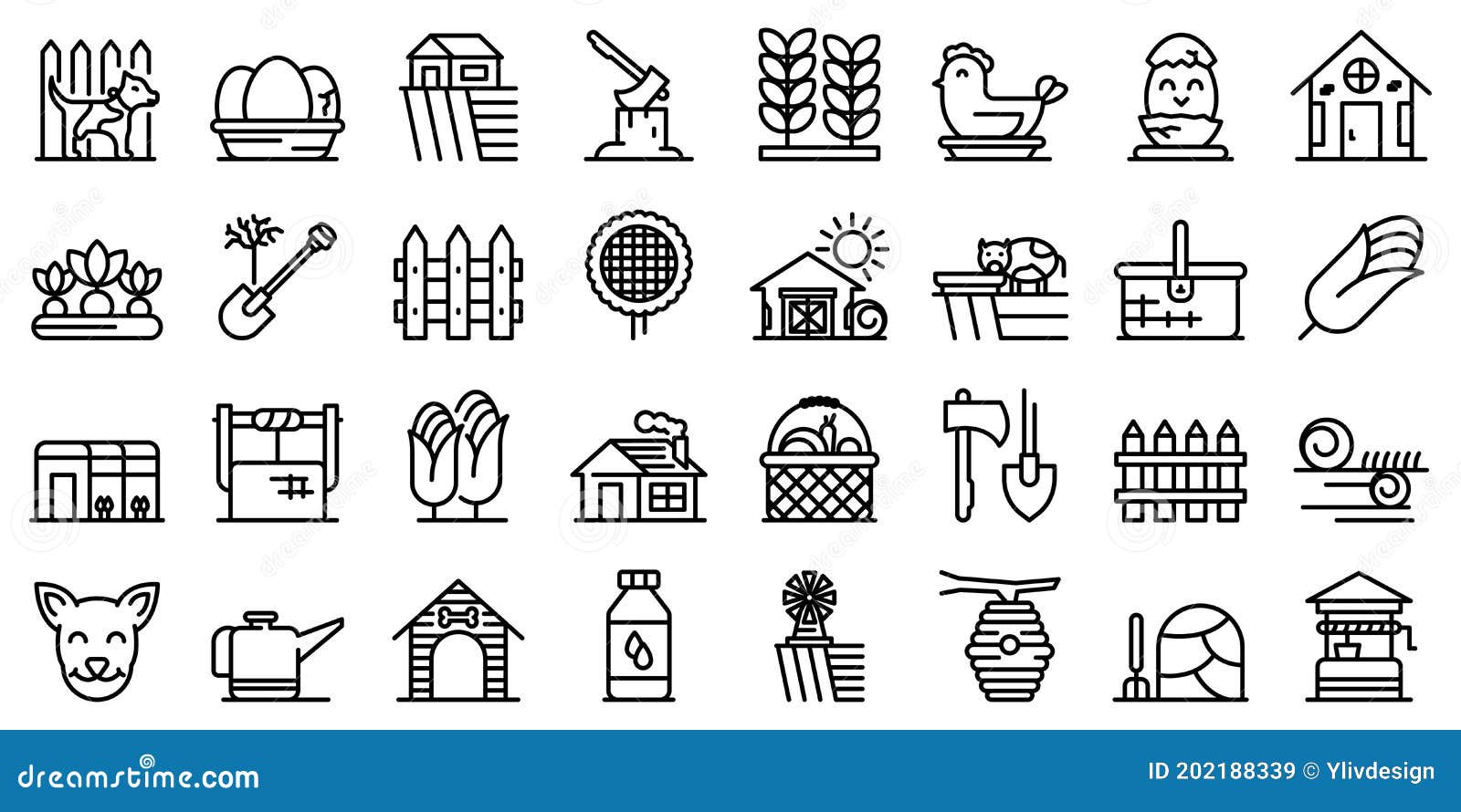 Village Icons On White Background Vector Illustration | CartoonDealer ...