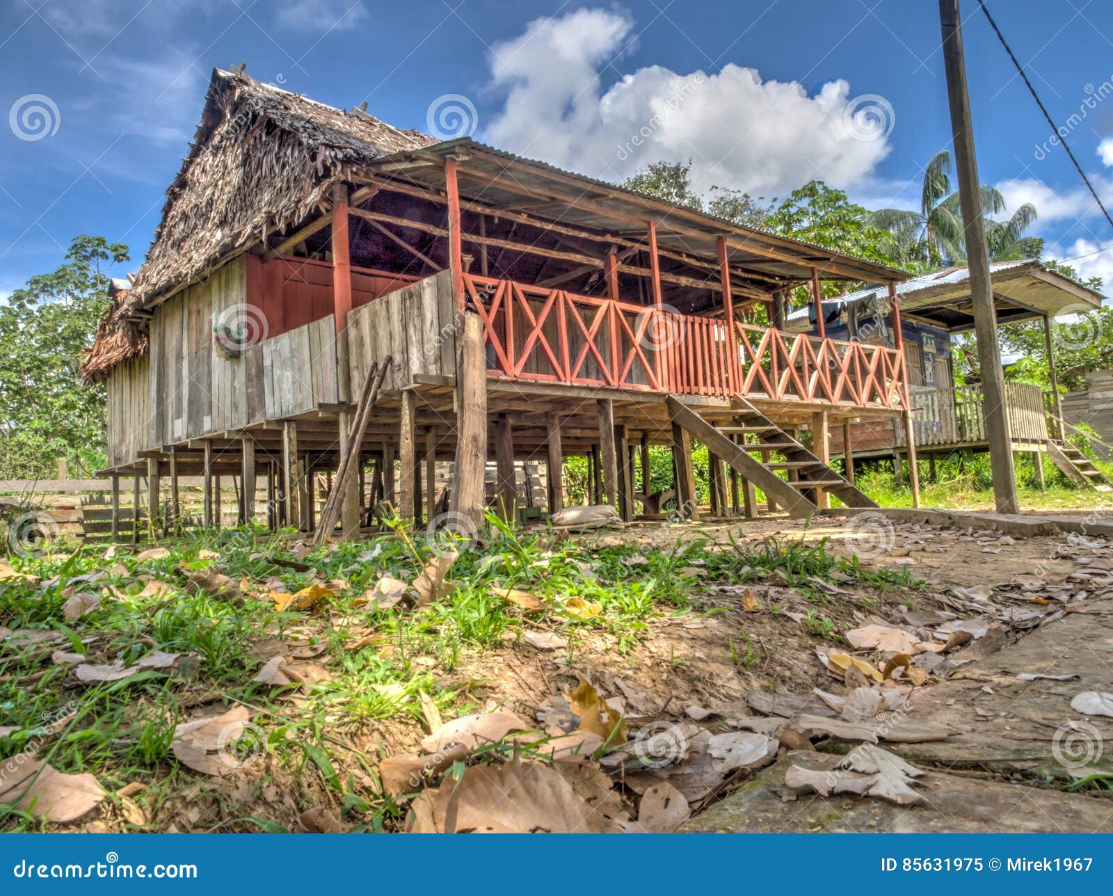 Village in the jungle editorial image. Image of blue - 85631975