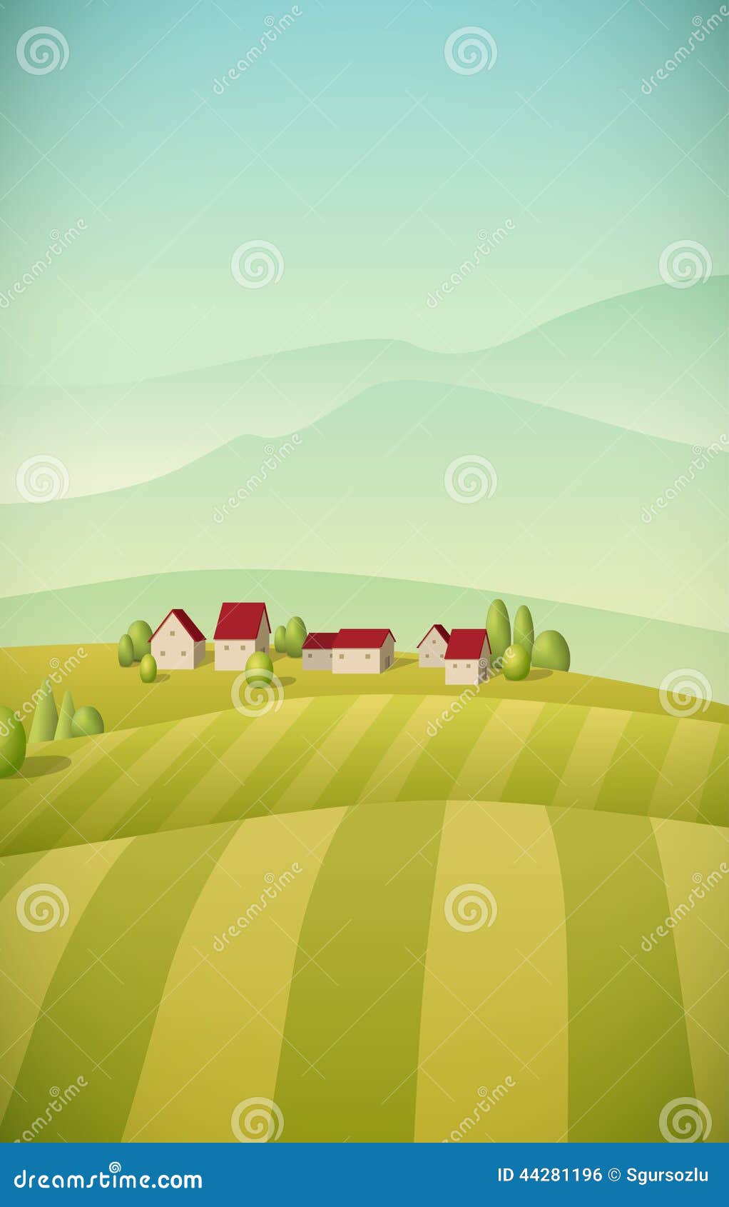 Village Landscape stock vector. Illustration of house - 44281196