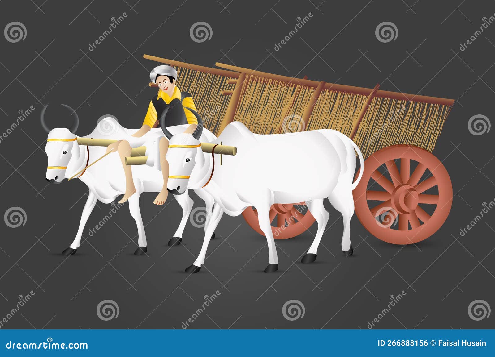 Bullock Cart Cartoon Vector | CartoonDealer.com #87707985