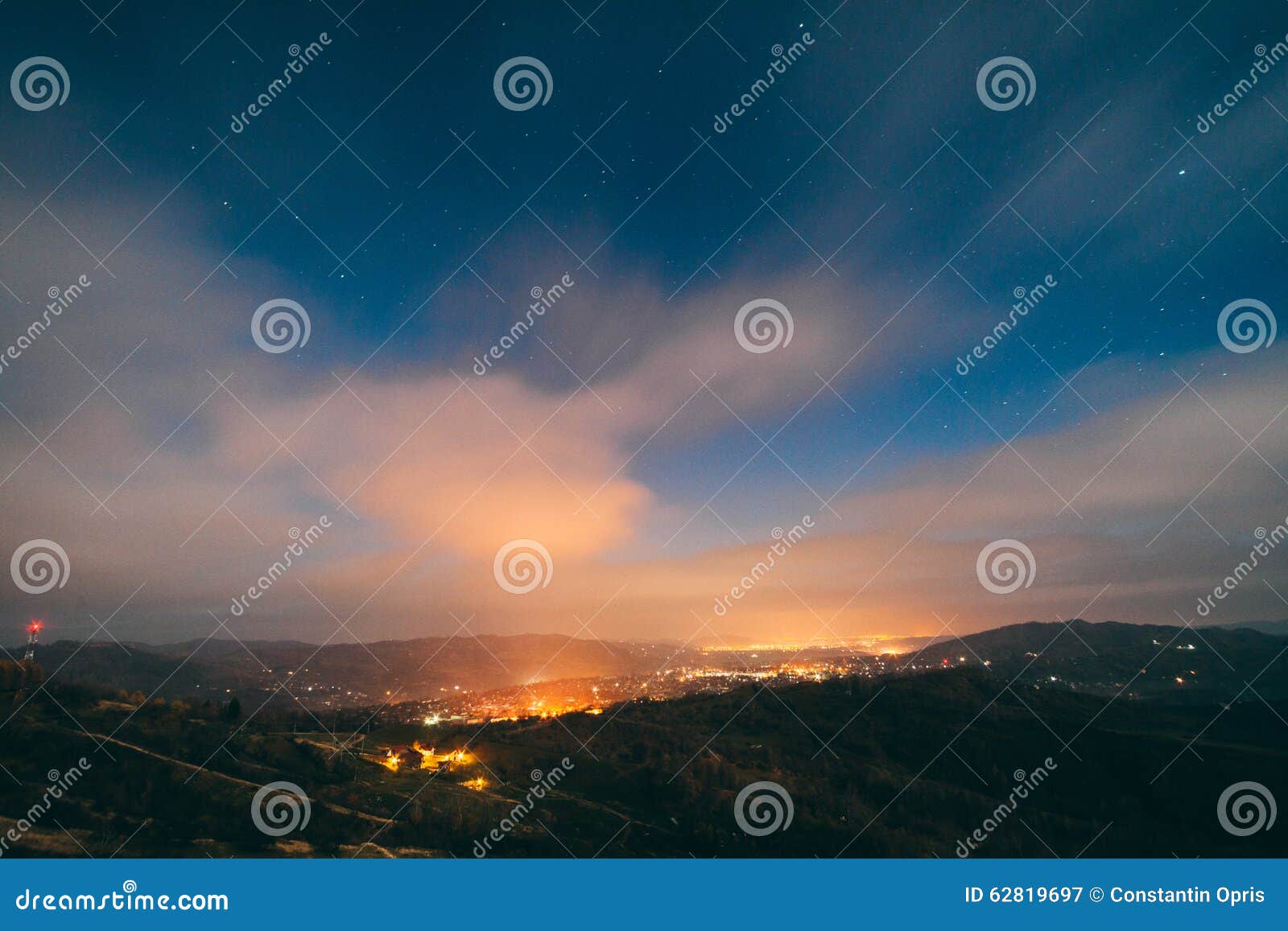 Village lights at night stock image. Image of town, starry - 62819697