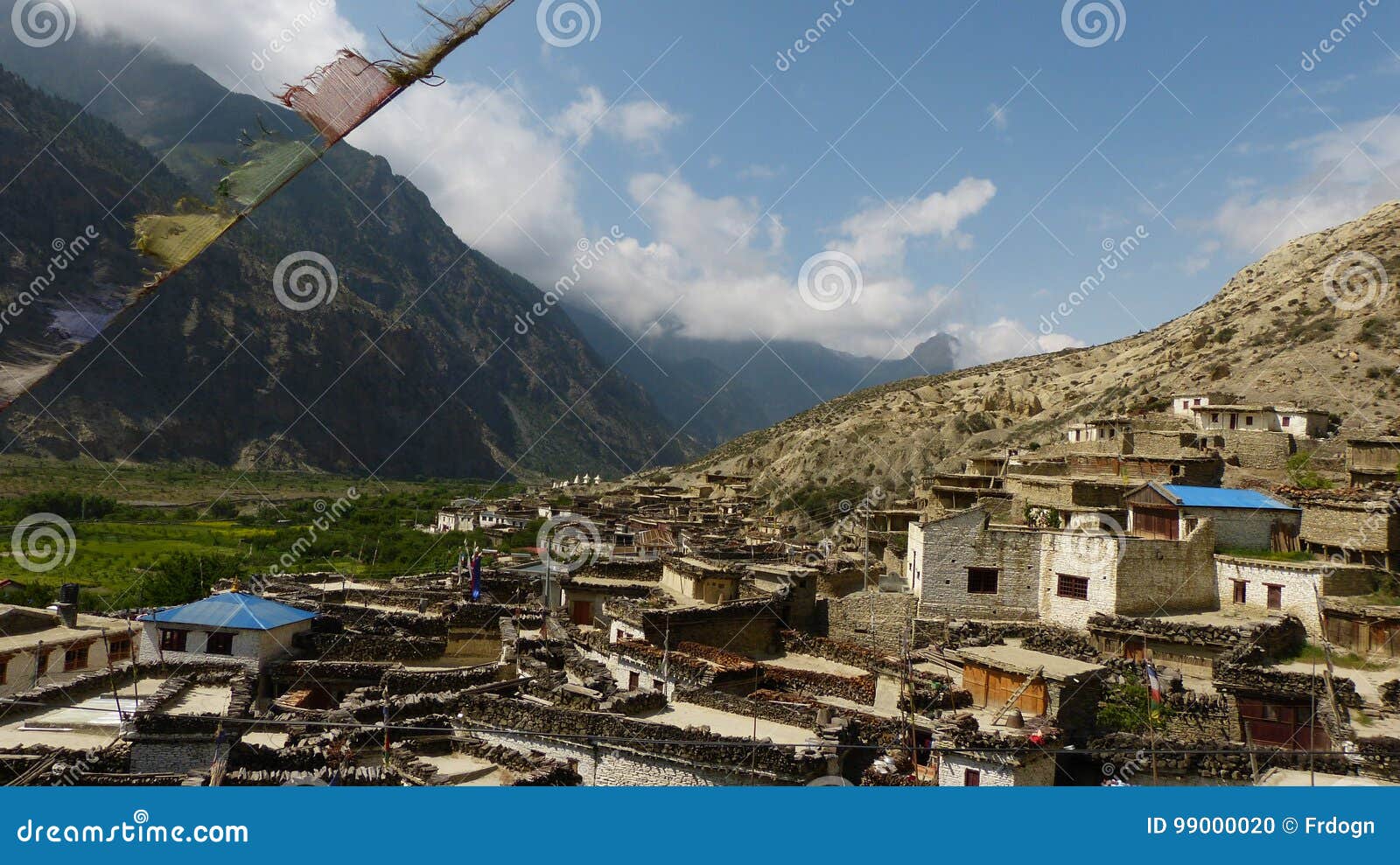 Village of Marpha in Nepal stock photo. Image of flag - 99000020