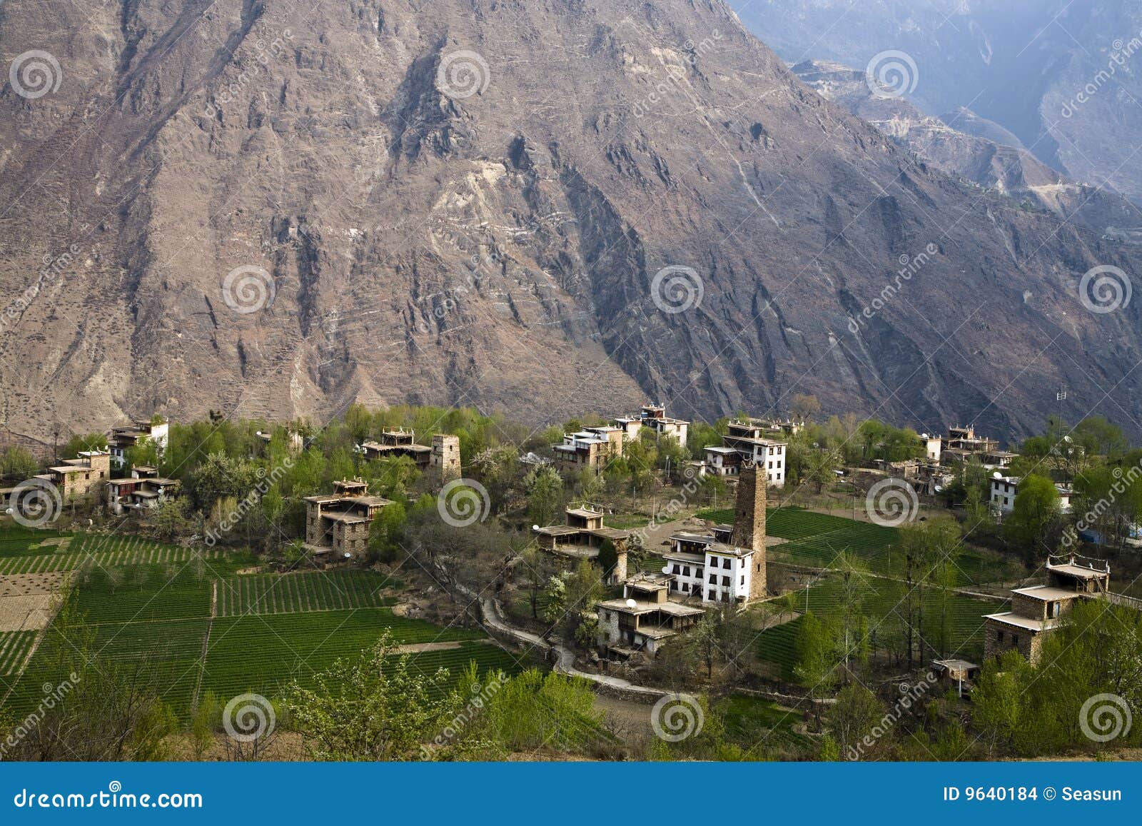 Village in mountains stock photo. Image of asia, spring - 9640184