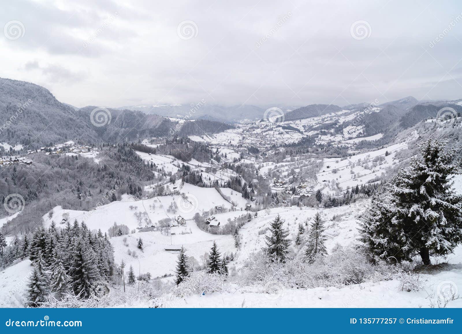 Village near the mountain stock image. Image of tranquil - 135777257