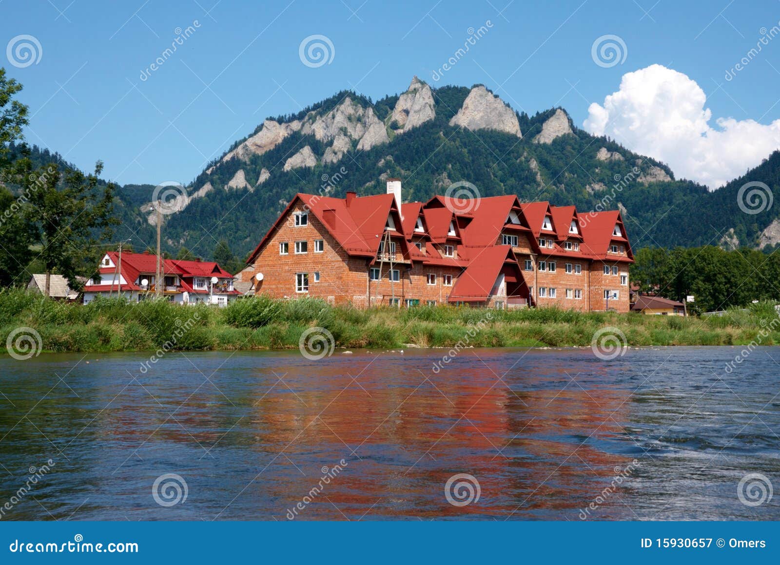 Village near a river stock image. Image of autumn, lake - 15930657