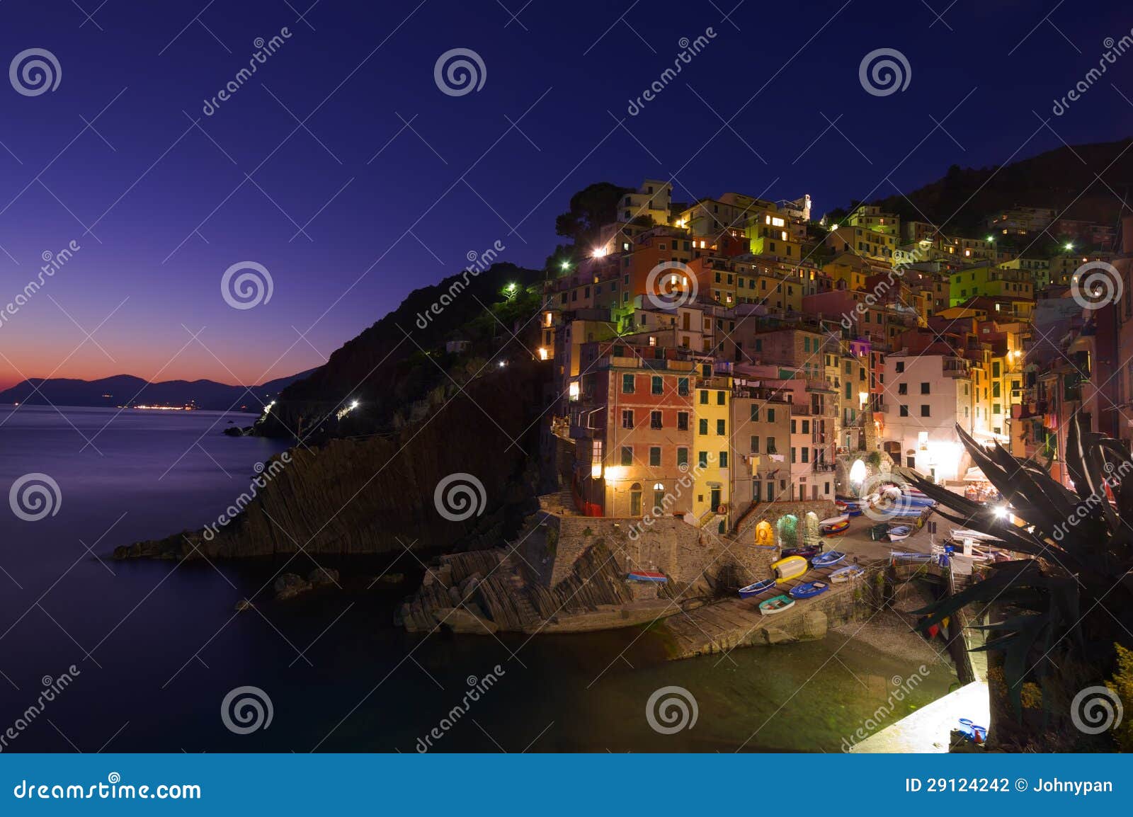 Village at Night on Sea Side Stock Photo - Image of colorful, harbor ...