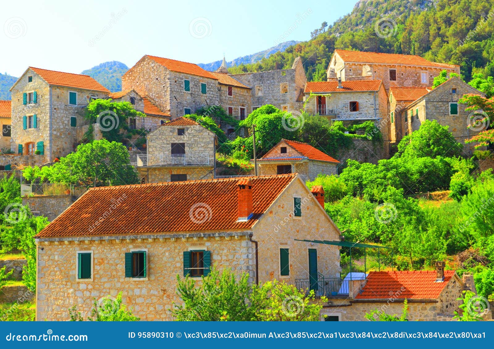 Village Pitve stock photo. Image of panorama, famous - 95890310