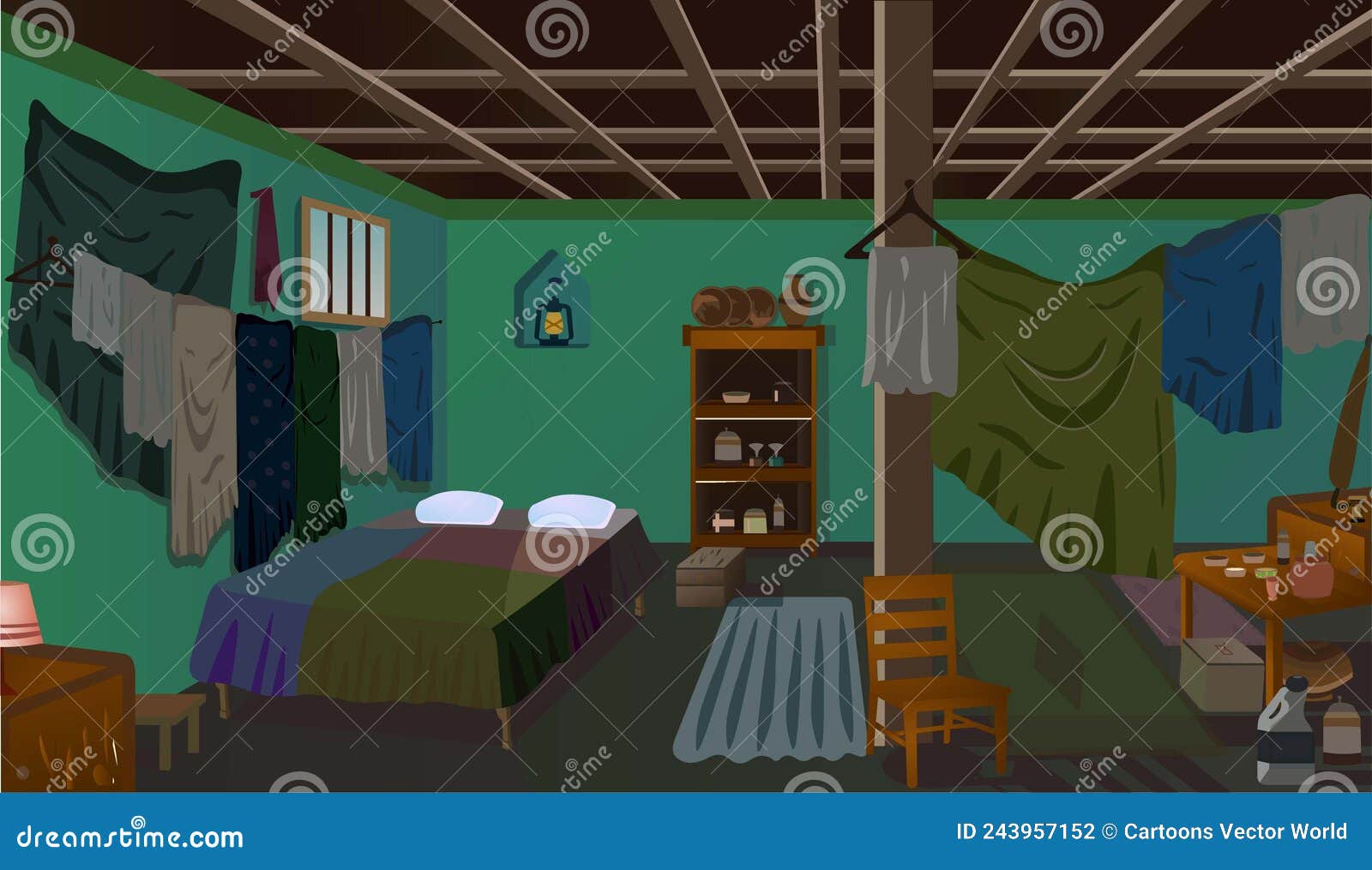 Village Poor Room Inside, Room Interior Vector Illustration Stock ...