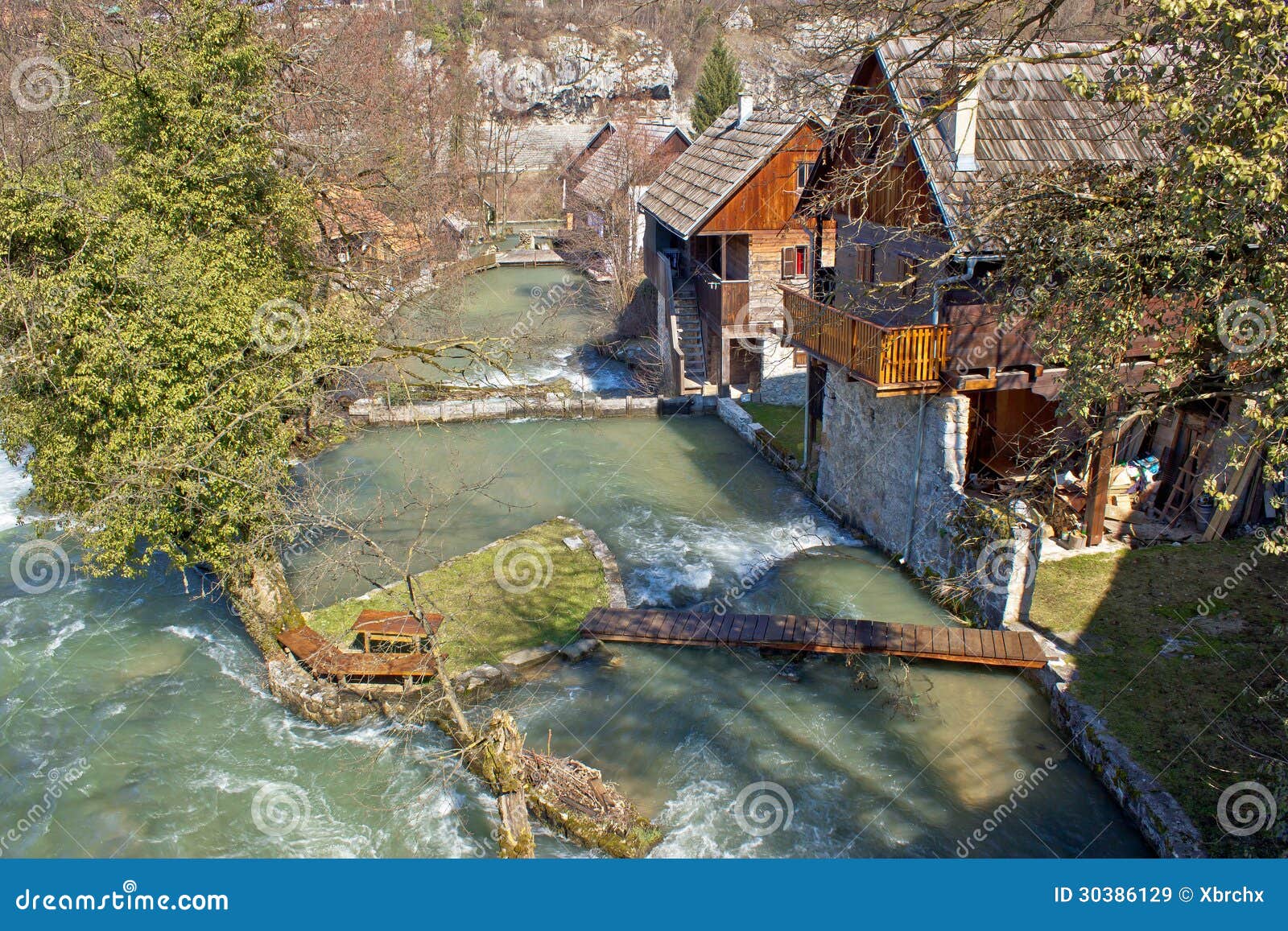 Village of Rastoke on River Cascade Stock Image - Image of cascade ...