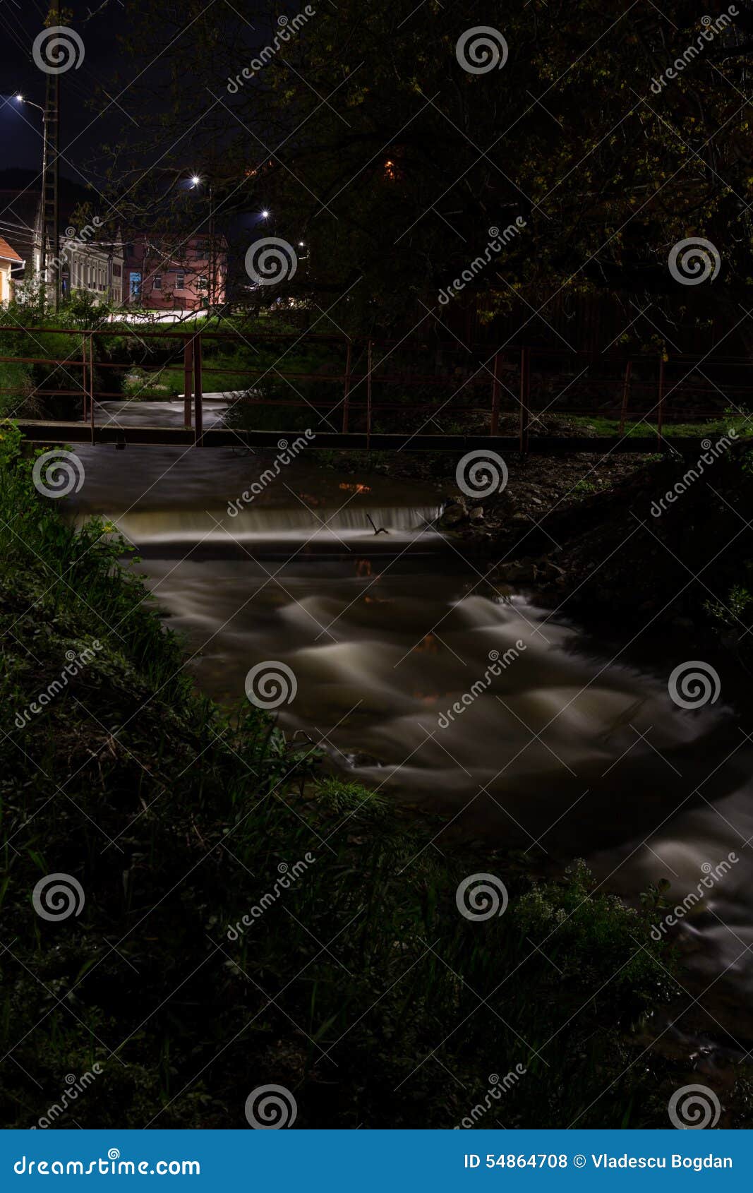 Village river at night. stock photo. Image of water, countryside - 54864708