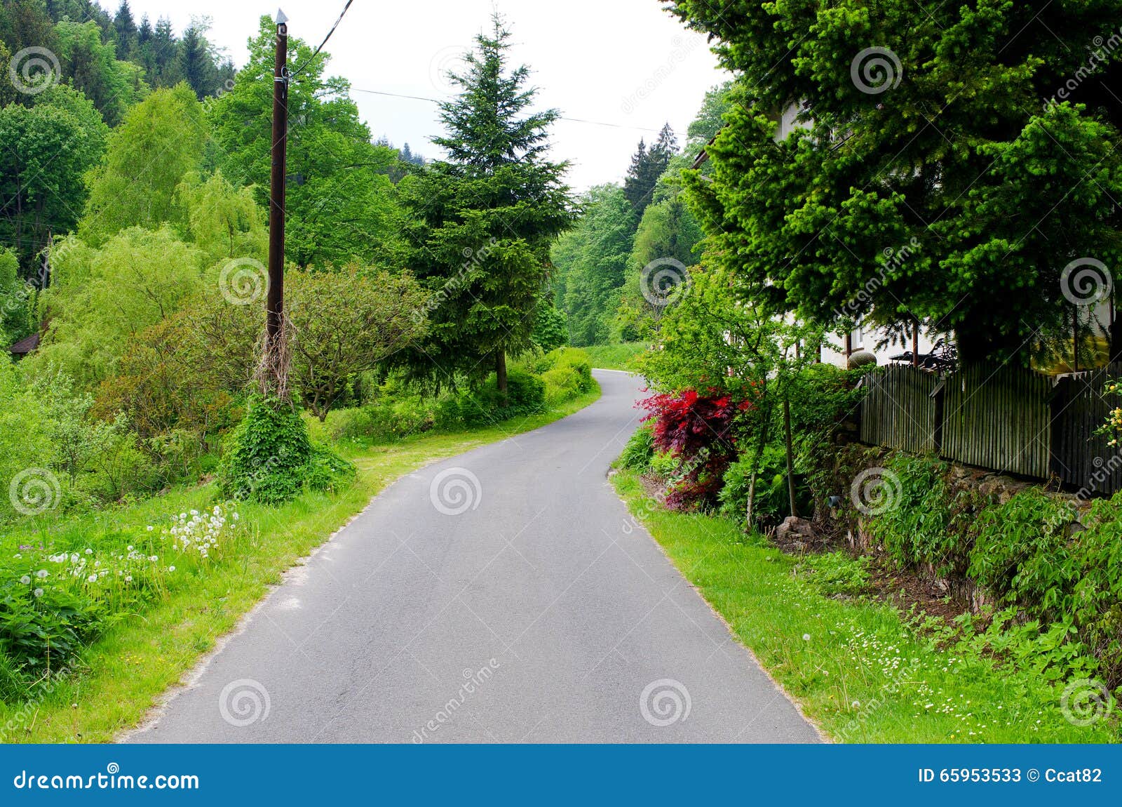 Village Road during the Spring Stock Image - Image of rural, village ...