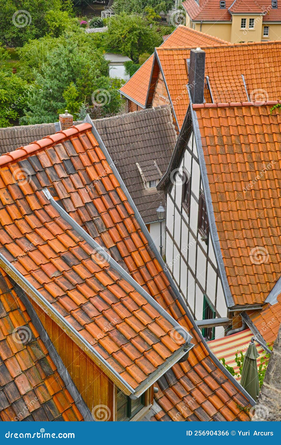 Village Rooftops. Red Rooftops on the Houses in a Small Village. Stock ...
