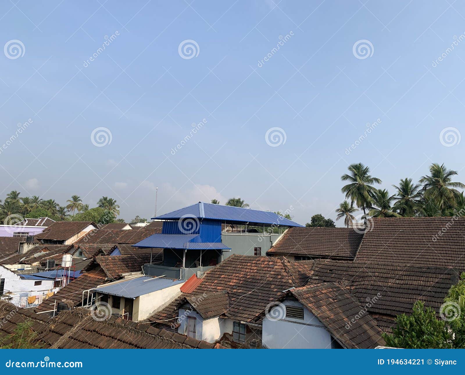 Village rooftops skyline stock image. Image of home - 194634221
