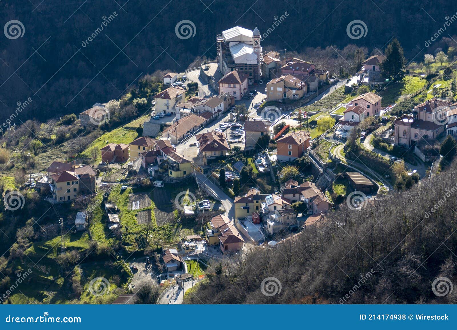 Village Scene Above a Hill in the Countryside Stock Photo - Image of ...