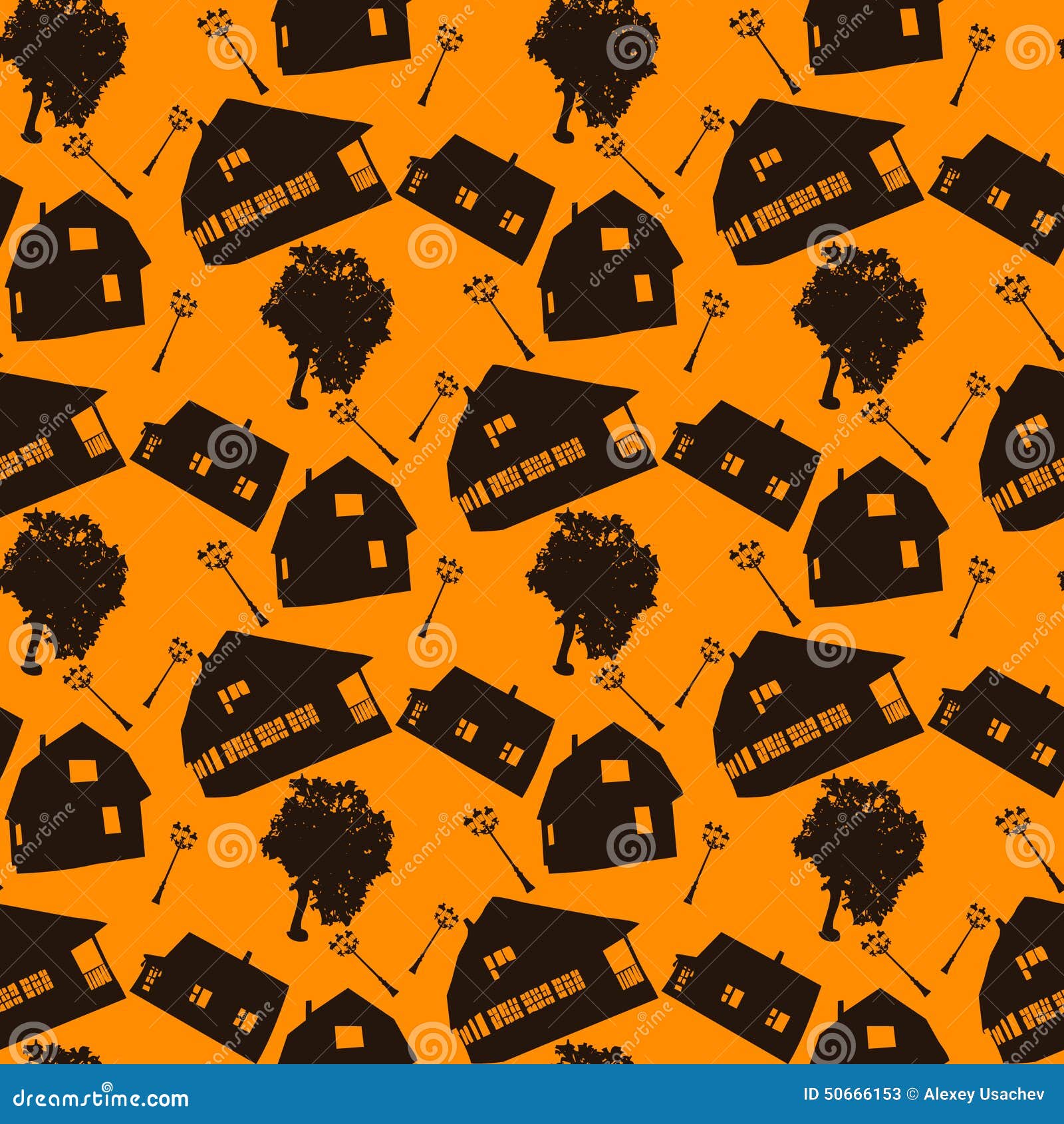 Village seamless pattern stock vector. Illustration of light - 50666153