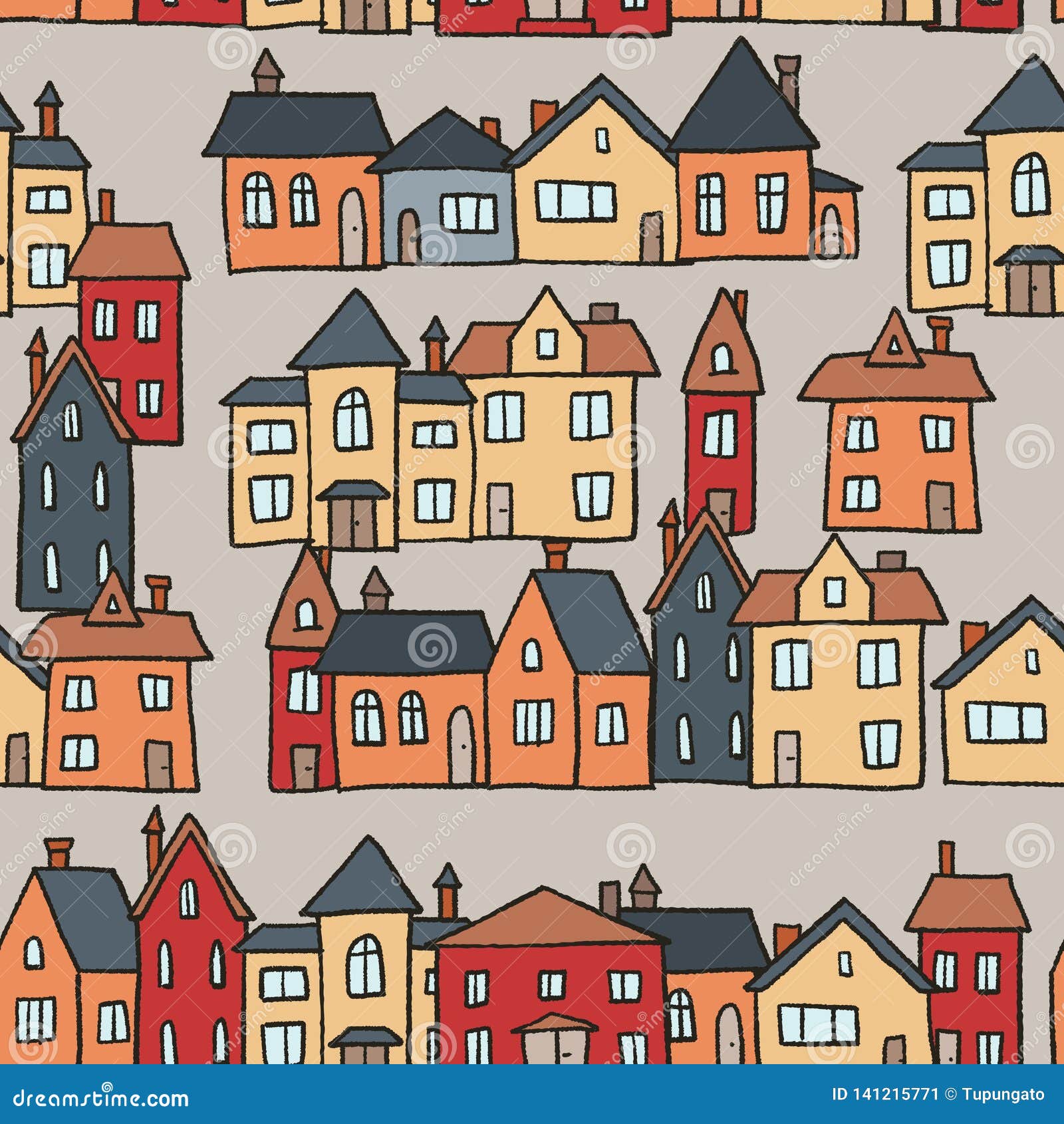 Village seamless vector stock vector. Illustration of countryside ...