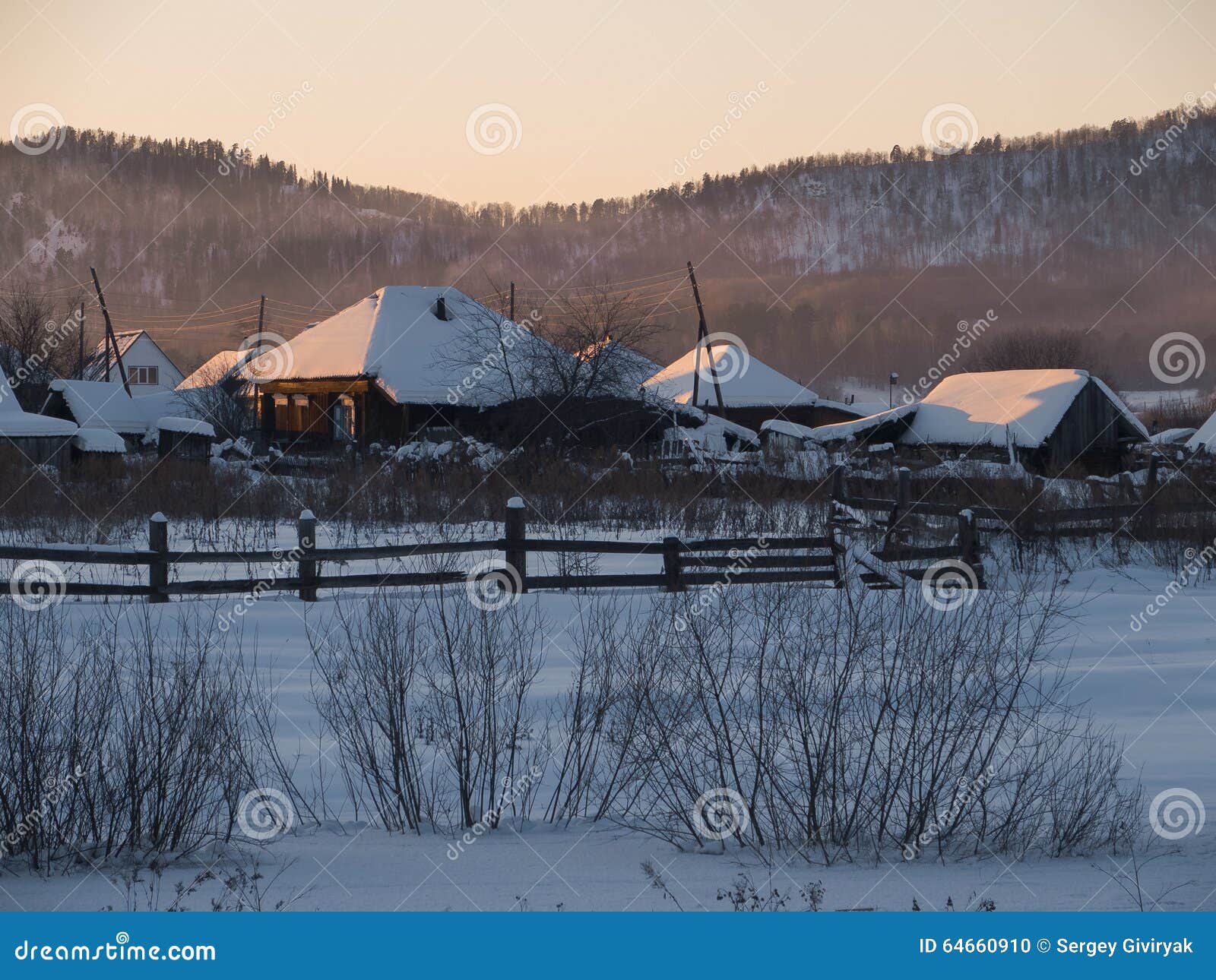 The Village is Set in the Setting Sun Stock Photo - Image of village ...