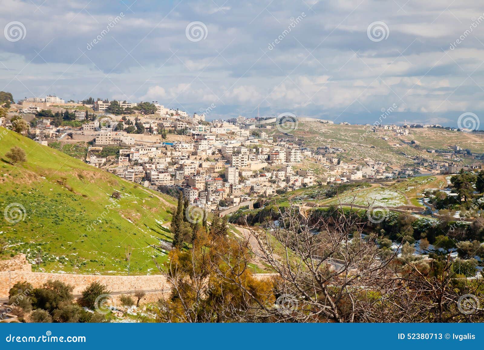 Village of Silwan and Kidron Valley in Winter Stock Image - Image of ...