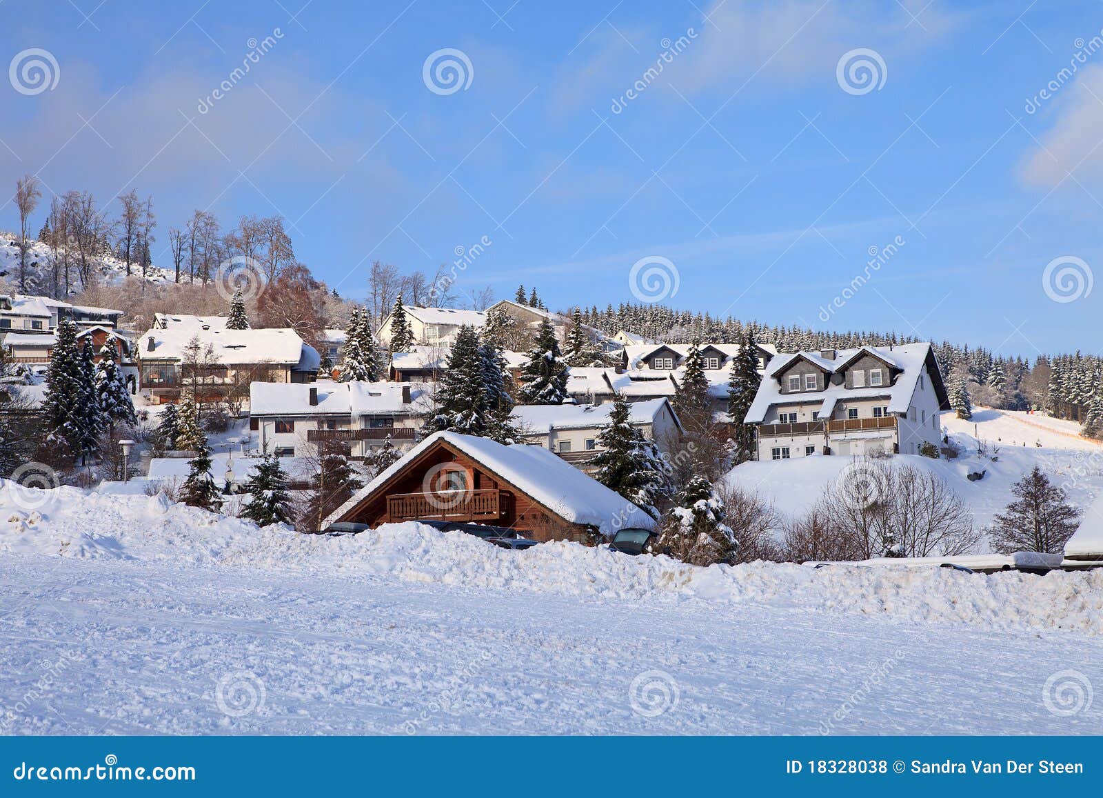 Village in the snow stock photo. Image of seasonal, home - 18328038