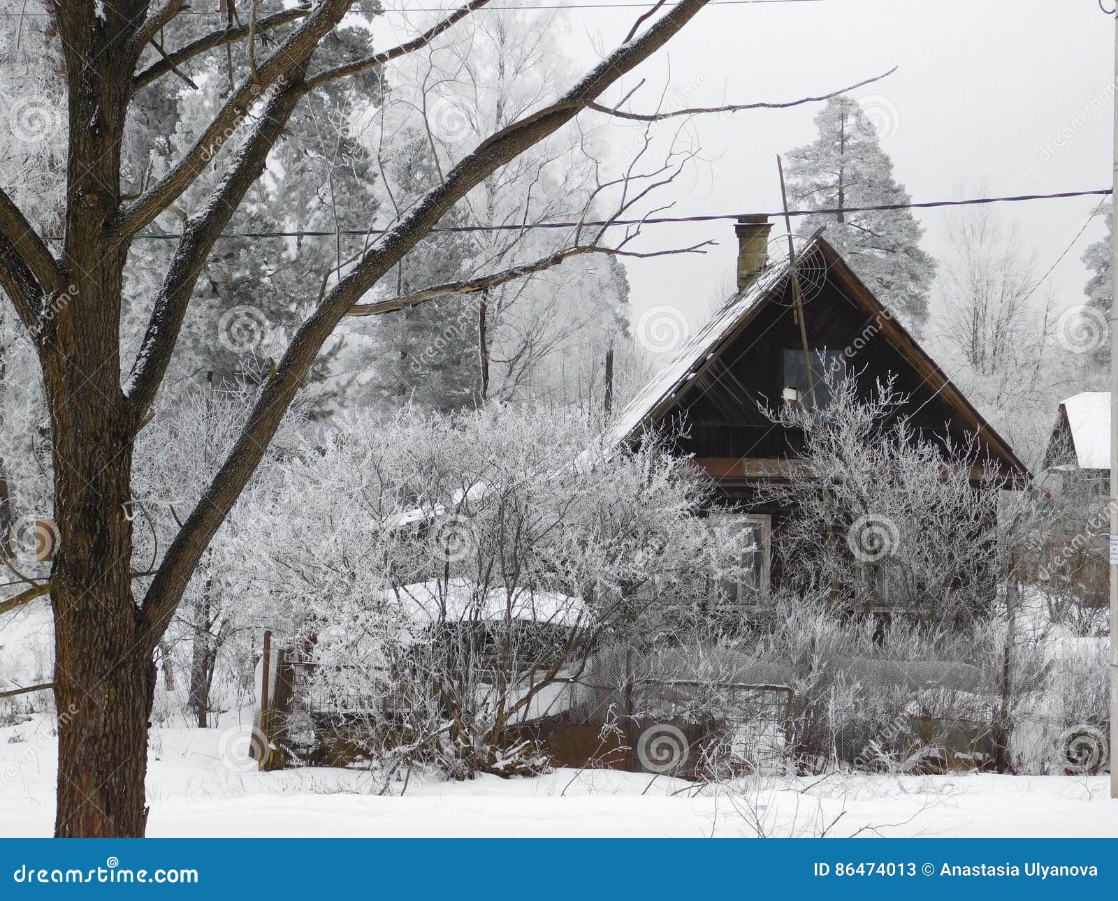 Village in the snow. stock image. Image of forest, home - 86474013