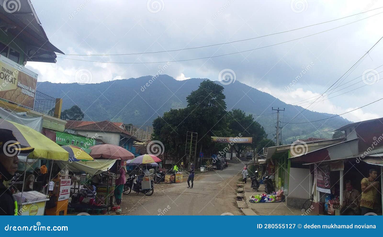 Village Street at Burangrang Mountain in West Java Indonesia Editorial ...