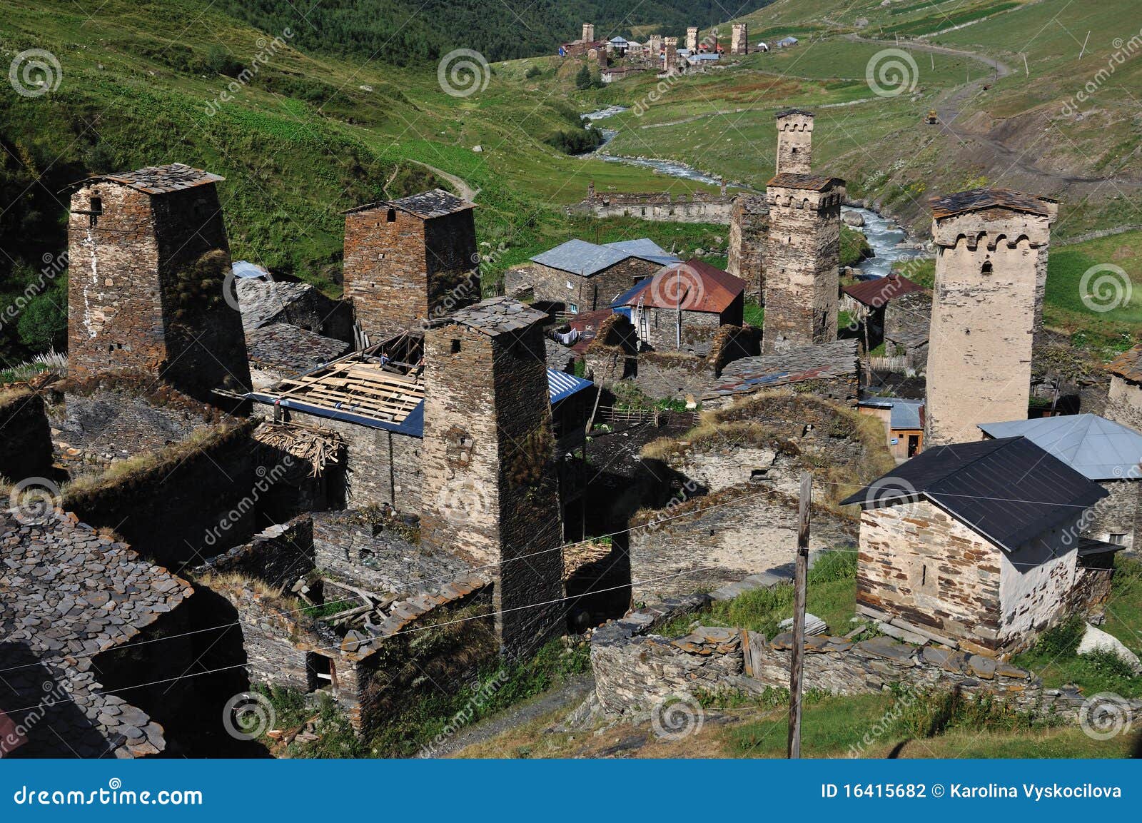 Village Usghuli in Svaneti, Georgia Stock Photo - Image of unesco, road ...