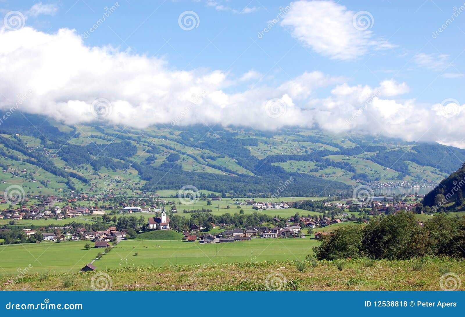 Village in valley stock photo. Image of village, white - 12538818