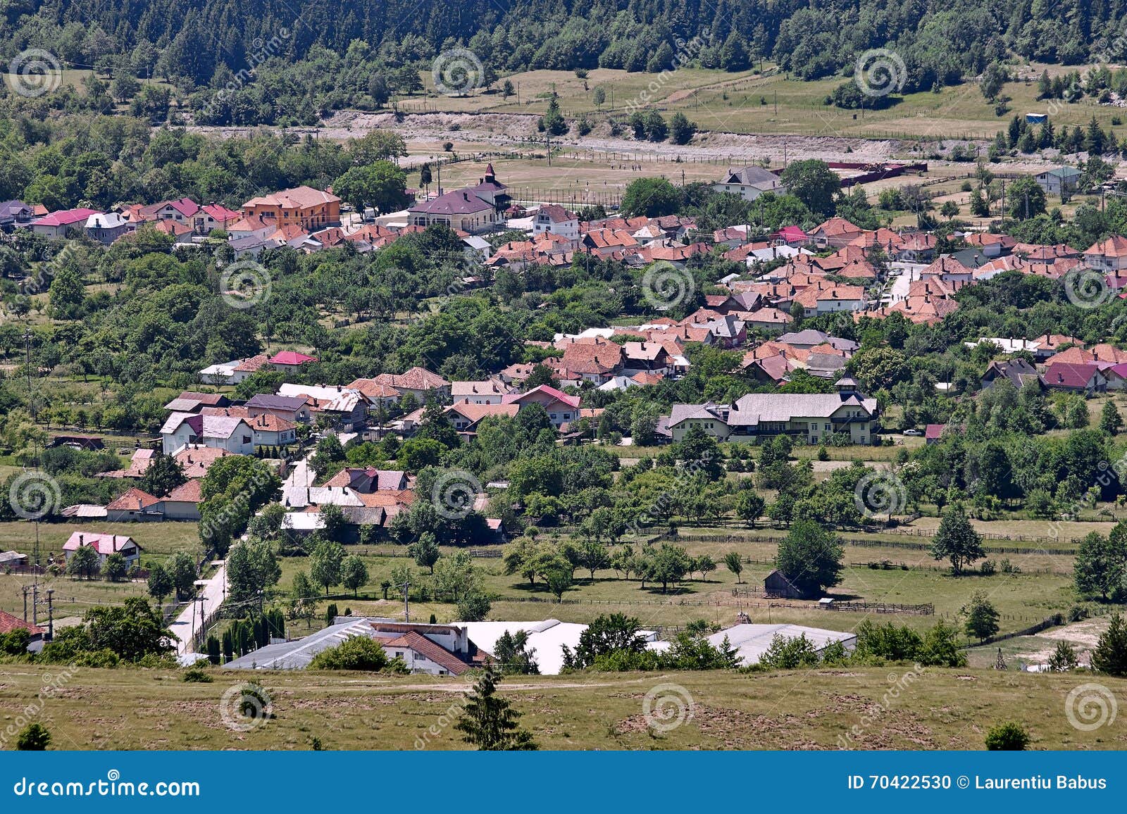 Village in valley stock photo. Image of peaceful, romania - 70422530