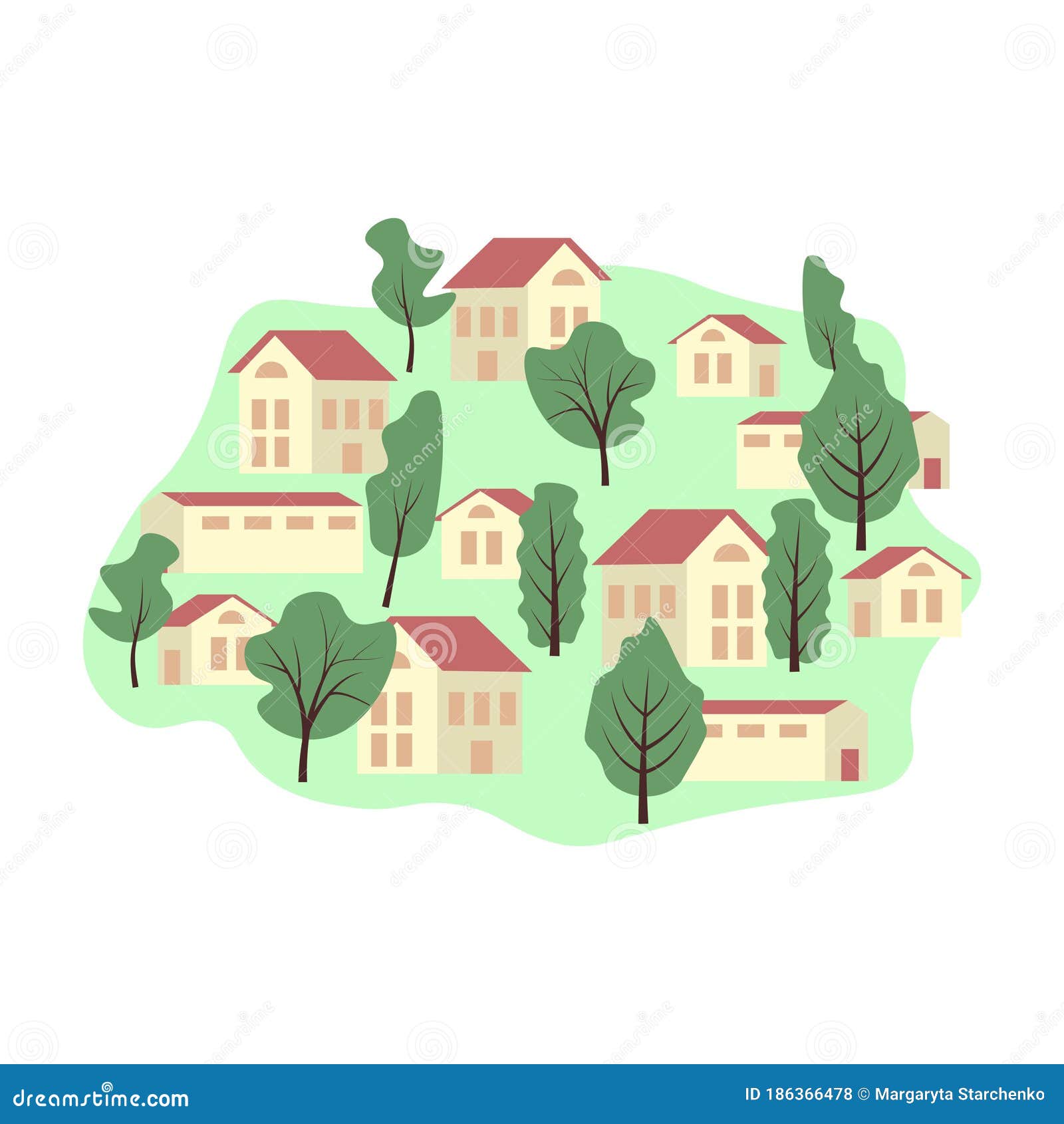 Village Vector Illustration Stock Illustration - Illustration of small ...
