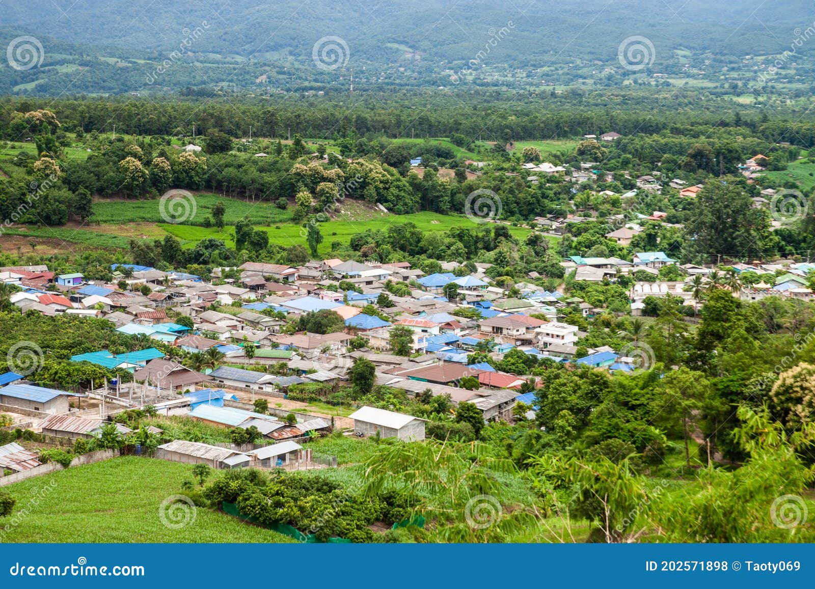 The village view from top stock photo. Image of building - 202571898