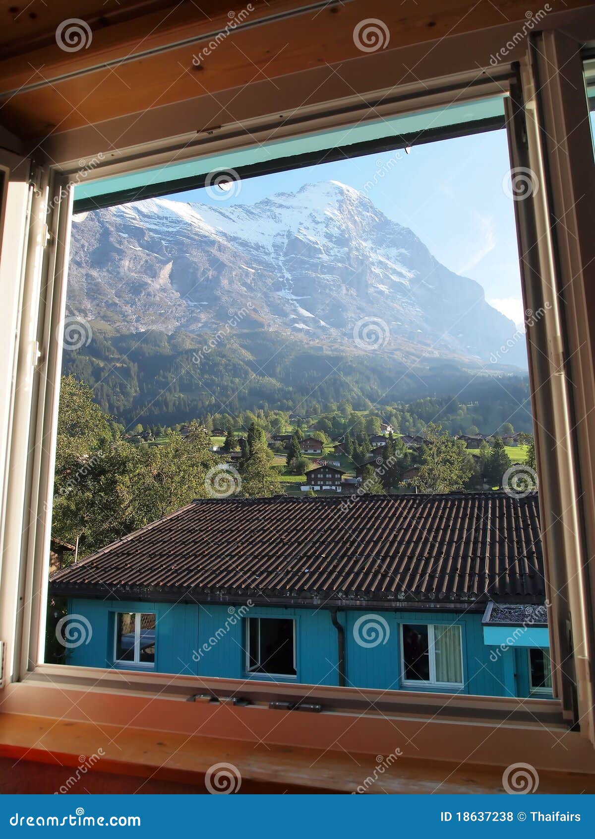 Village View from Window at Jungefrau Switzerland Stock Photo - Image ...