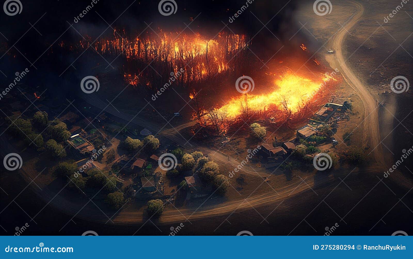 Wild Fire In Nature. Natural Disaster, Wildfire And Devastation ...