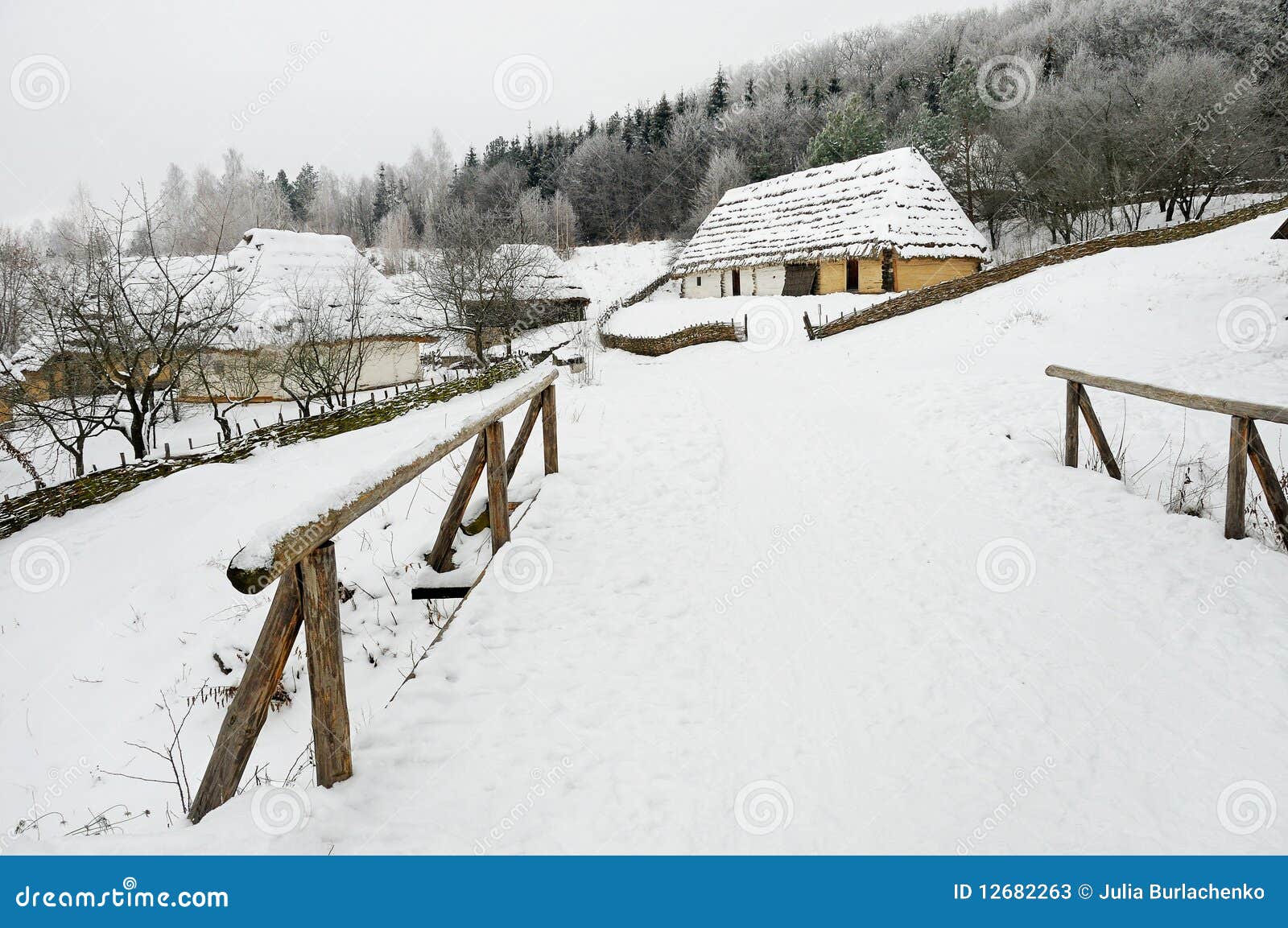 A village in winter stock image. Image of tourism, forest - 12682263