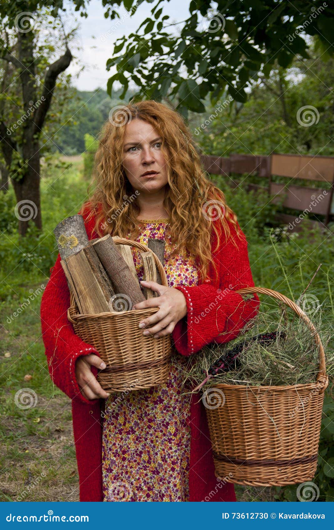 Village Woman Witch in Countryside Stock Photo - Image of magic, field ...