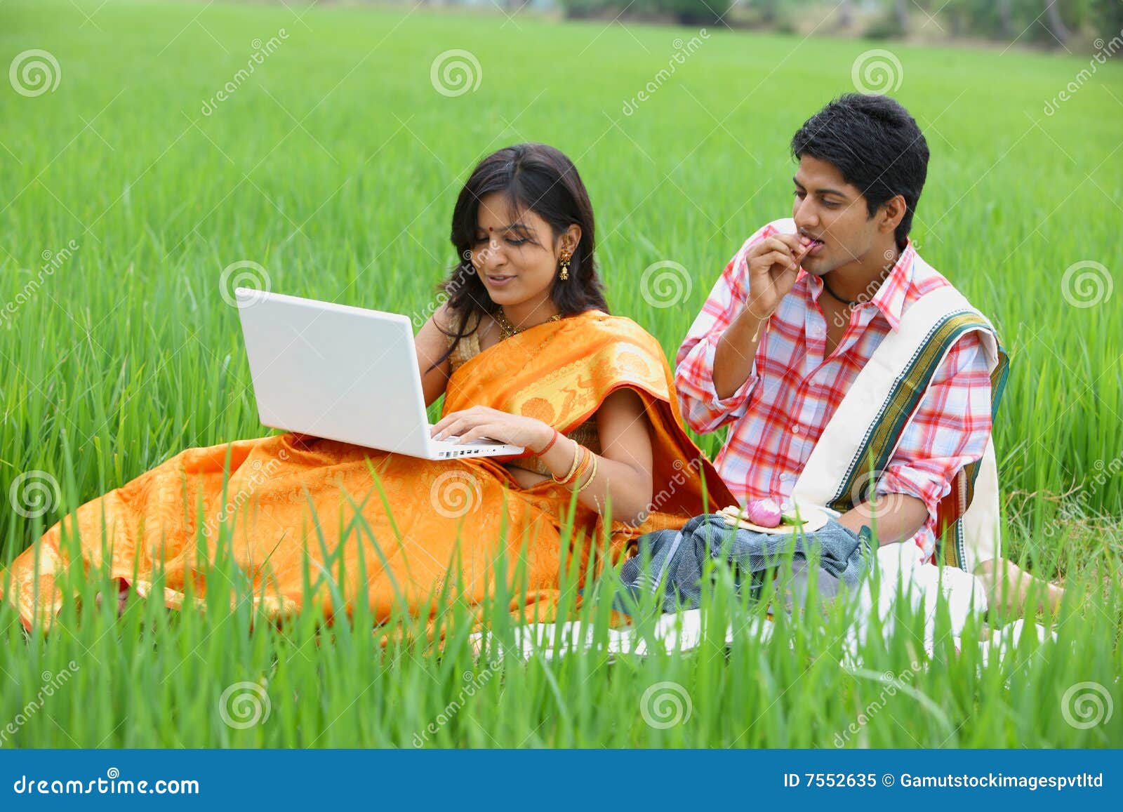 Villagers Sitting in the Paddy Field Stock Image - Image of attractive ...