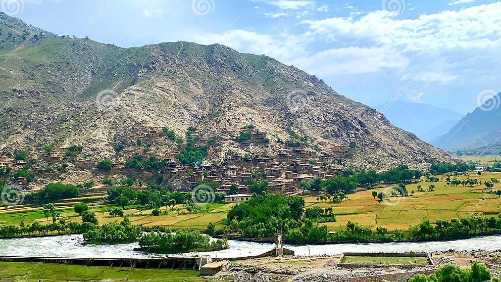 Villages Along the Kunar River Stock Photo - Image of landscape, field ...