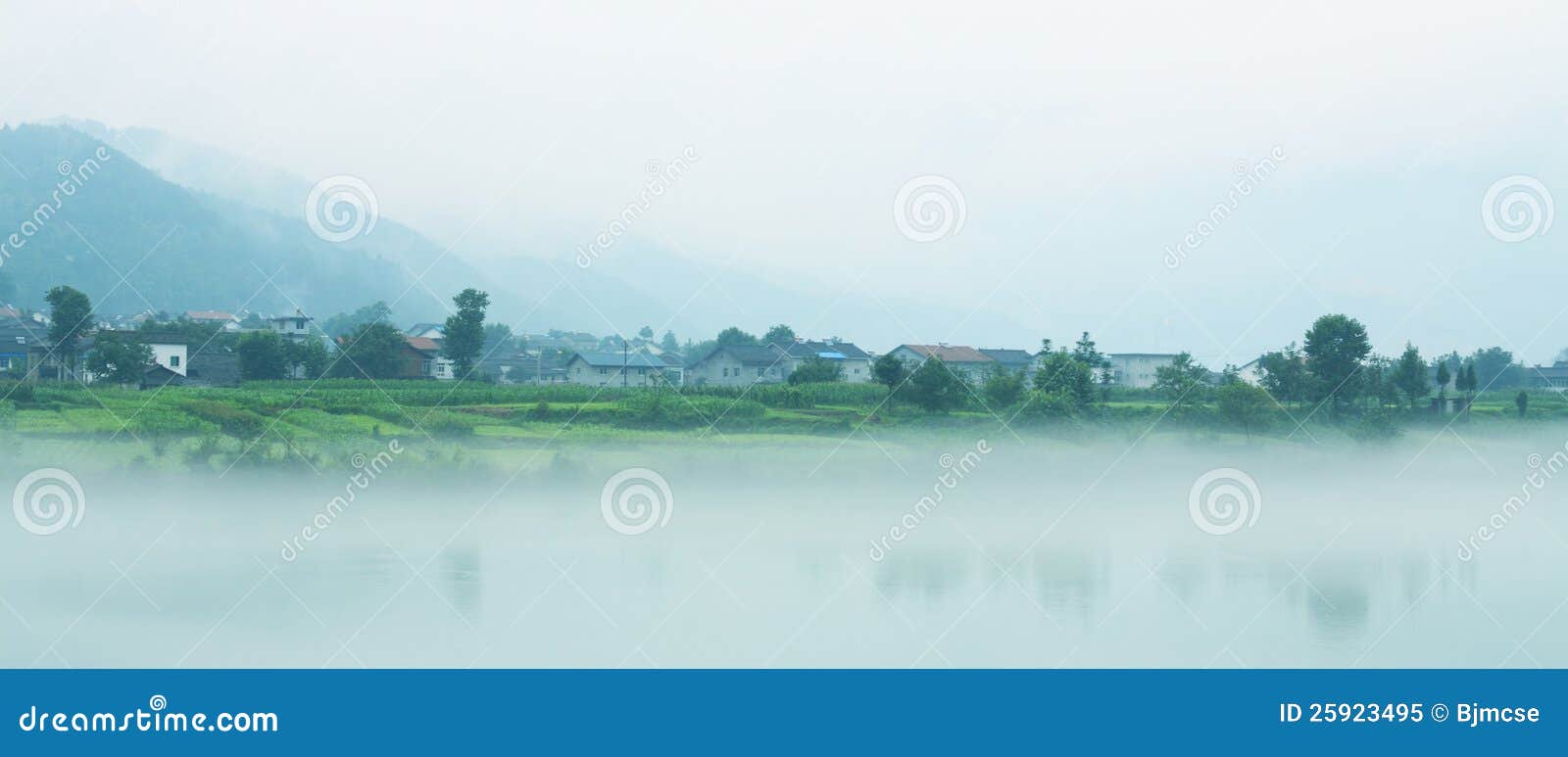 Villages in mist stock image. Image of houses, flow, buildings - 25923495