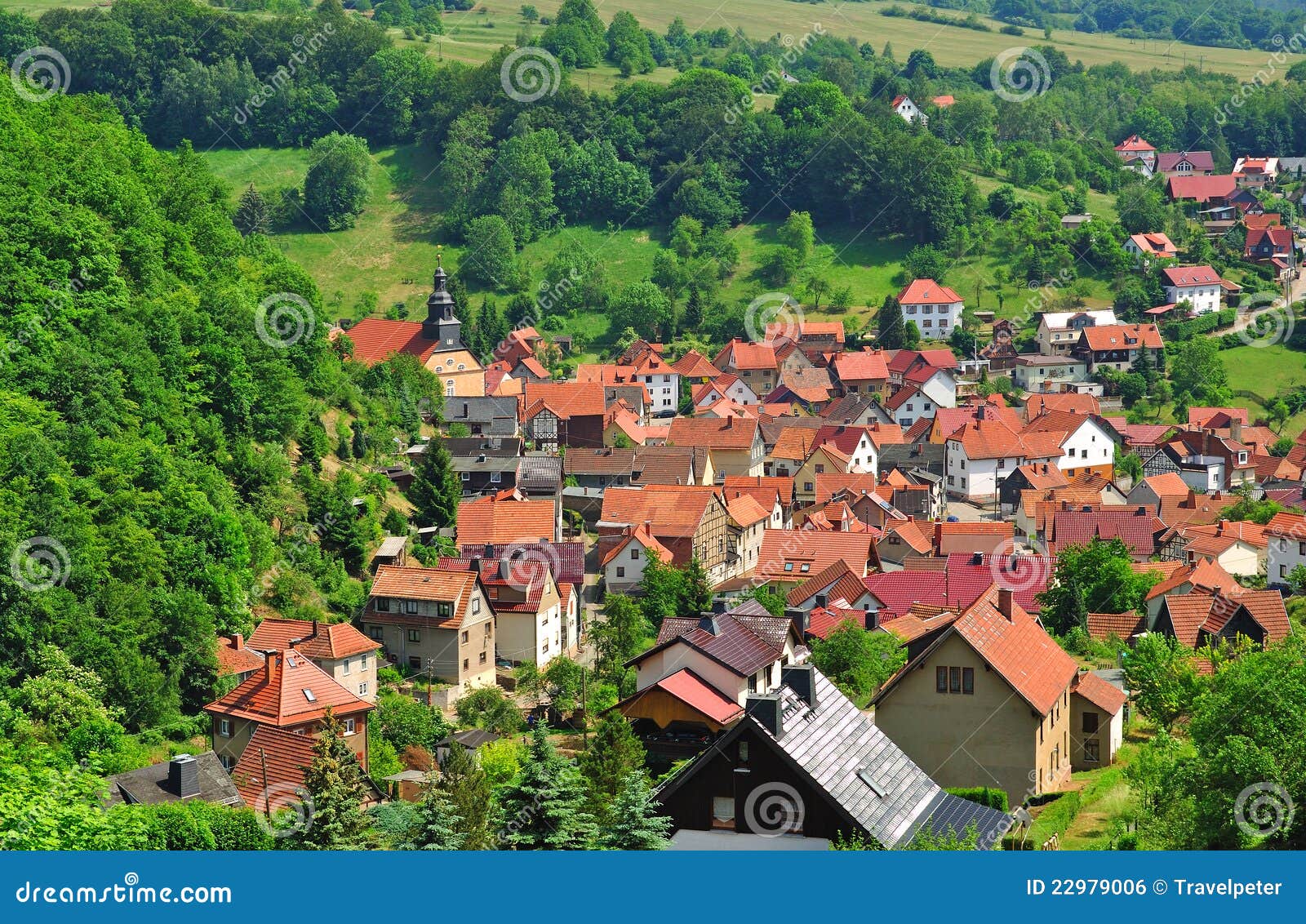Villaggio Idillico Nel Thuringia, Germania Fotografia Stock - Immagine ...