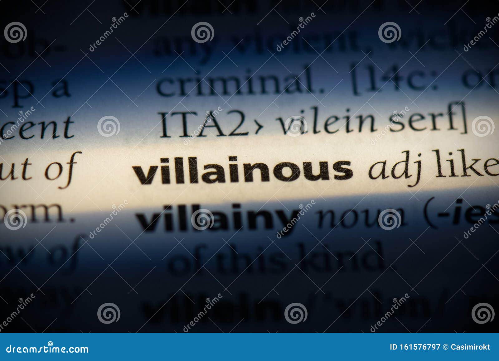 Villainous stock image. Image of printed, word, highlight - 161576797