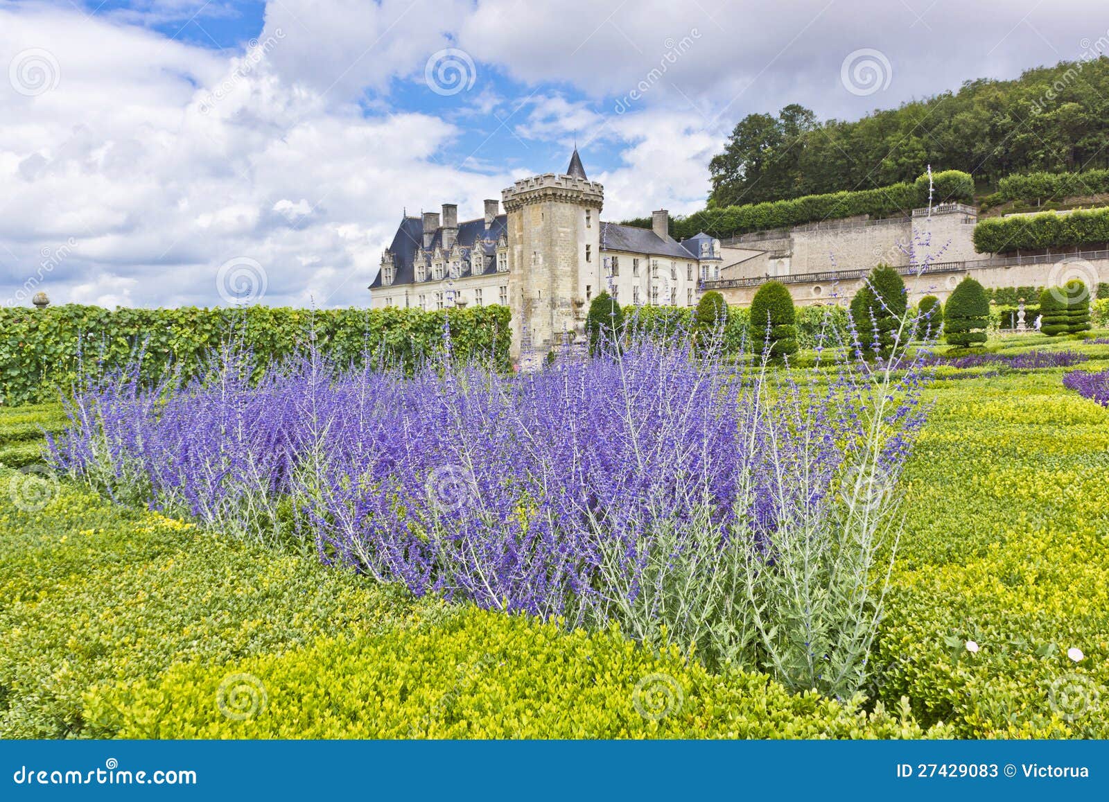 Villandry Castle (Chateau) and Gardens. Stock Image - Image of summer ...