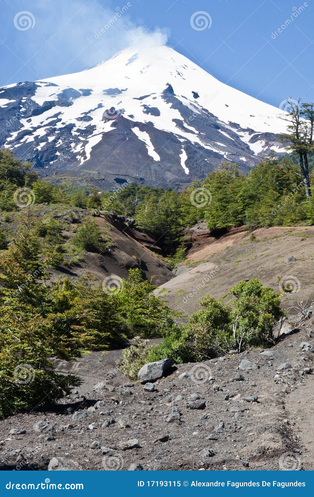 Villarica Volcano in Chile stock image. Image of path - 17193115