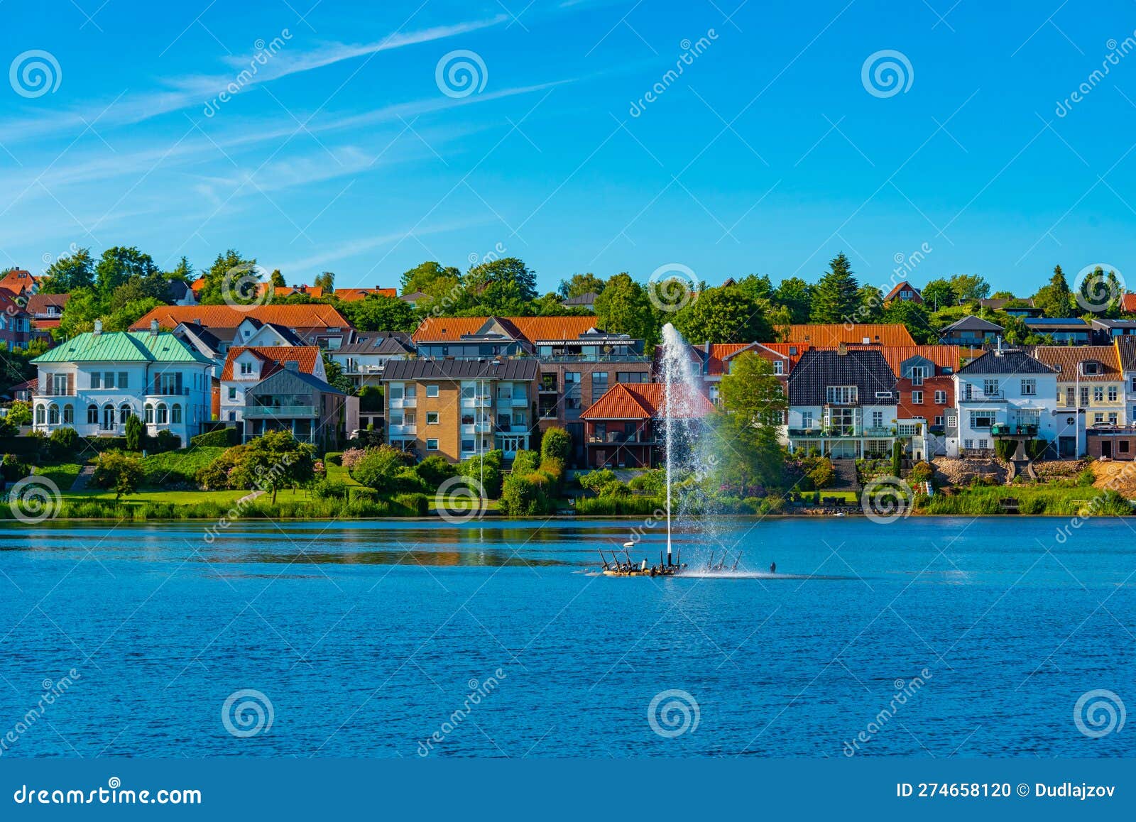 Villas on a Shore of Kolding Lake, Denmark Stock Photo - Image of ...