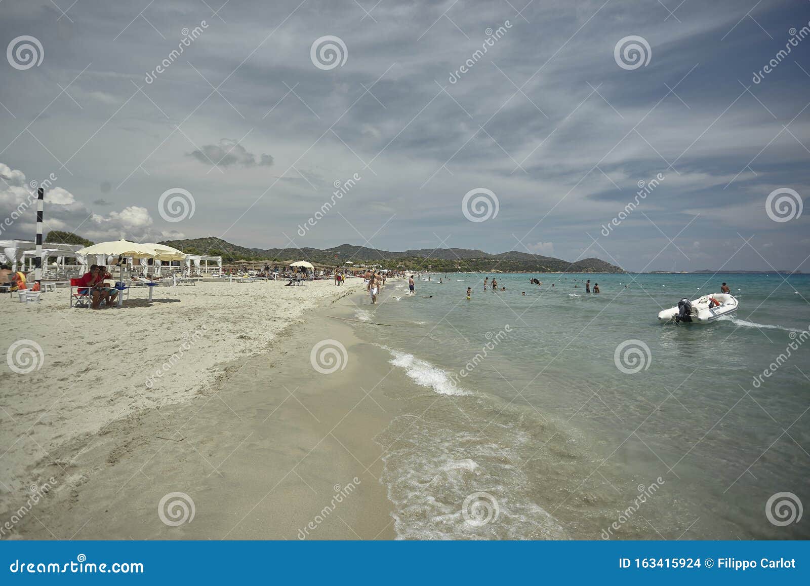 Villasimius Beach in Sardinia Editorial Stock Image - Image of hill ...