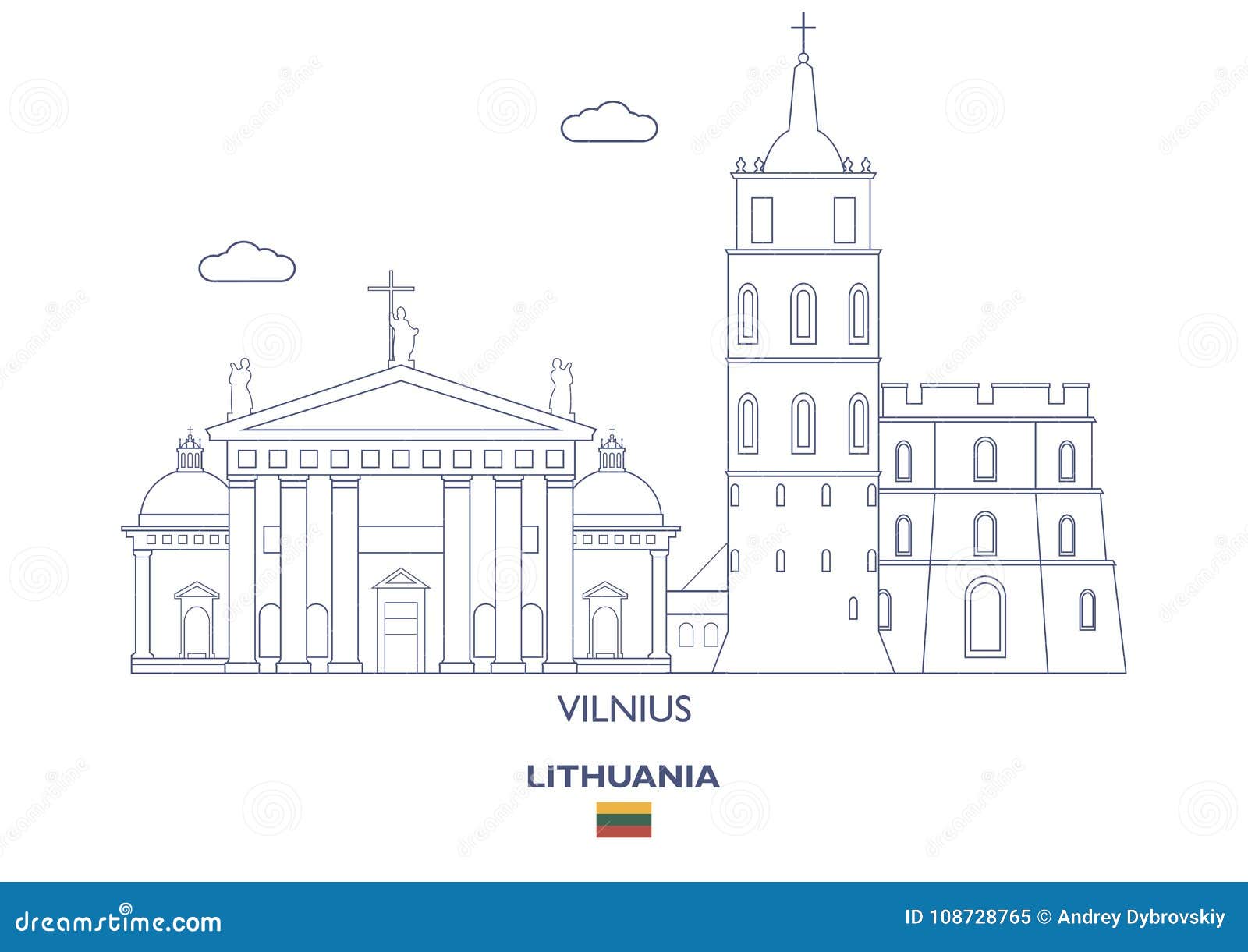Vilnius City Skyline, Lithuania Stock Vector - Illustration of ...