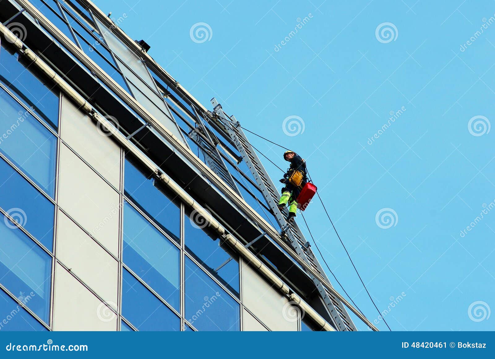 Vilnius City Skyscraper Cleaners at Work on September 24, 2014 ...